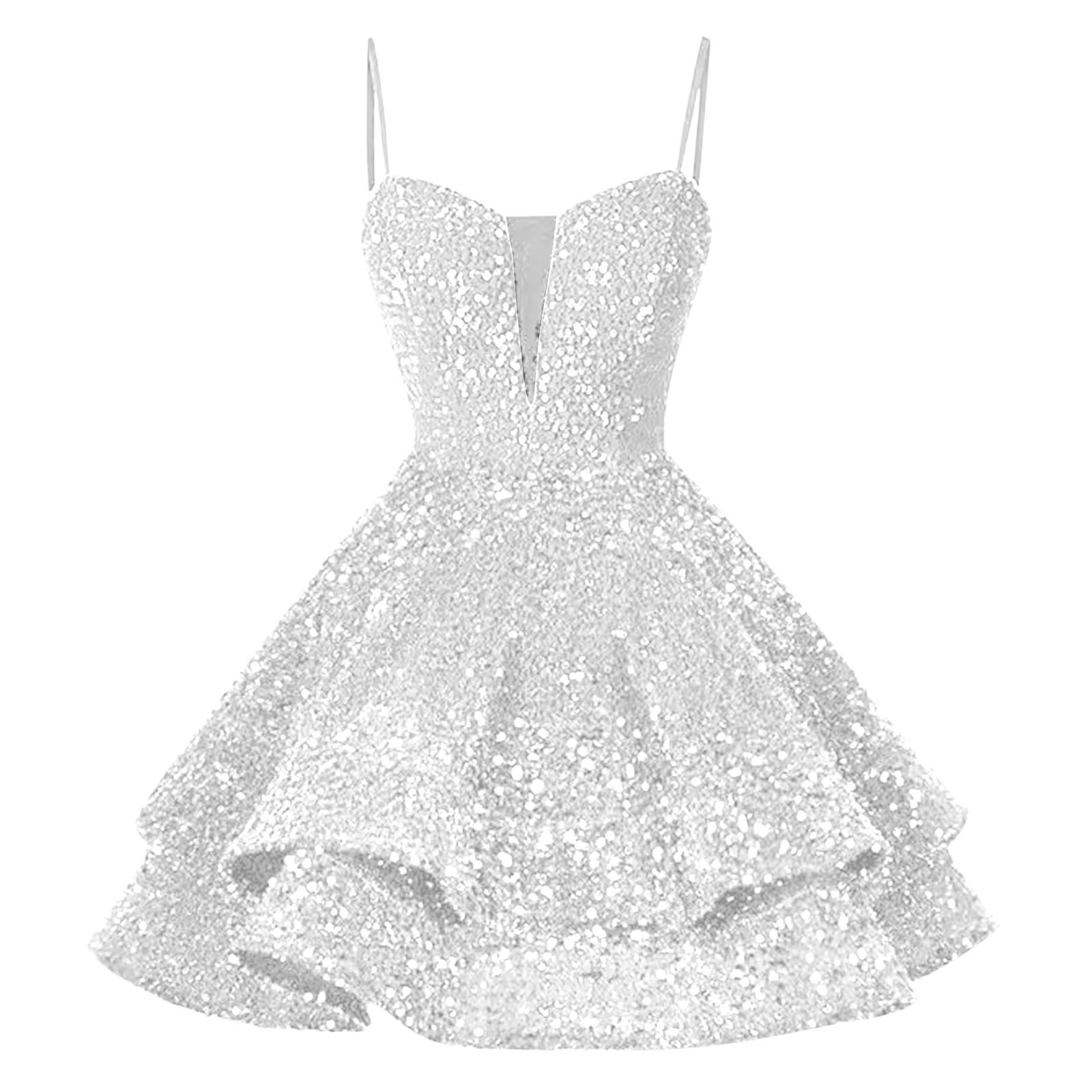 qolati Sequin Short Homecoming Dress for Teen Sparkly Prom Mini Dresses ...
