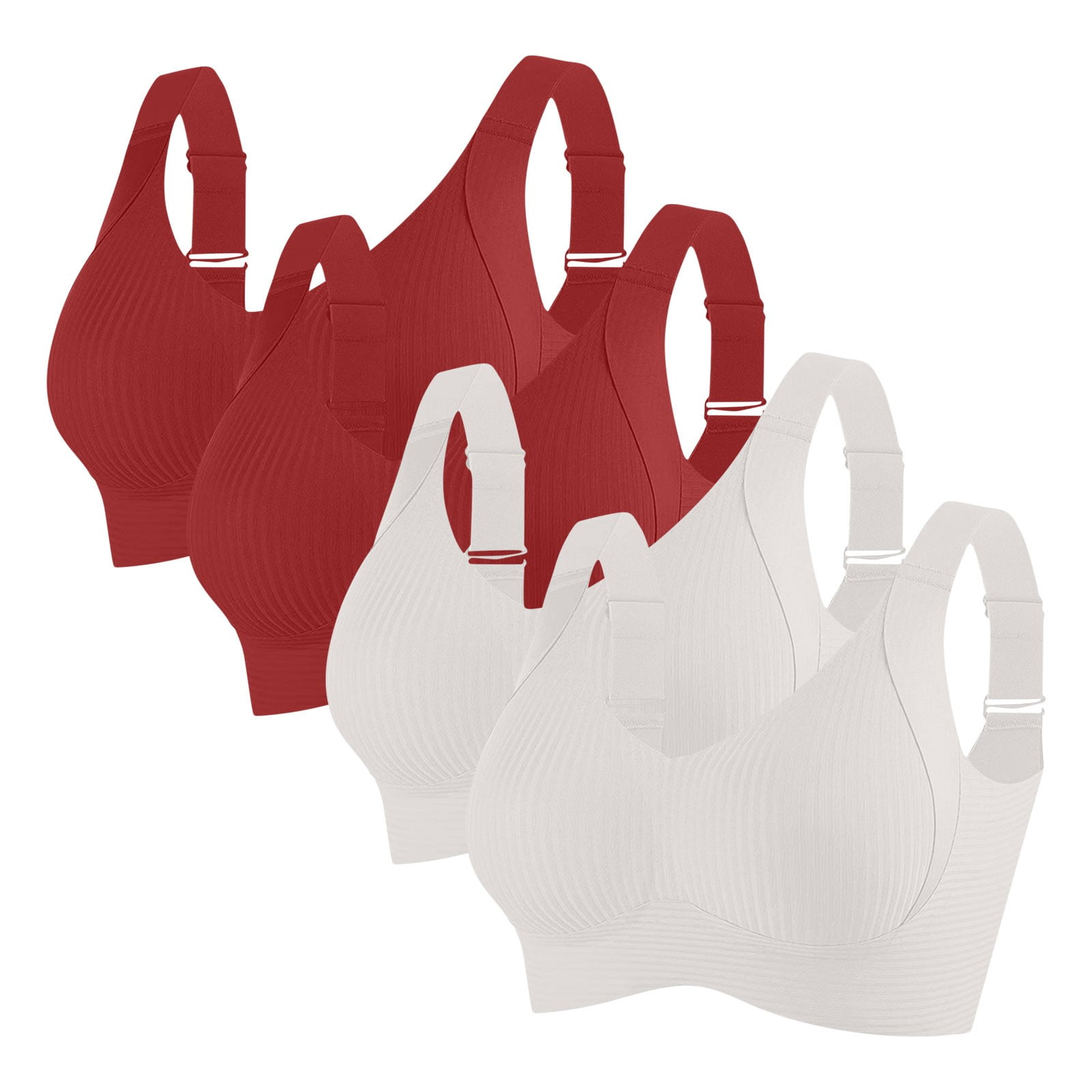 qolati 4PC Wireless Bras for Women No Underwire Seamless Push Up ...