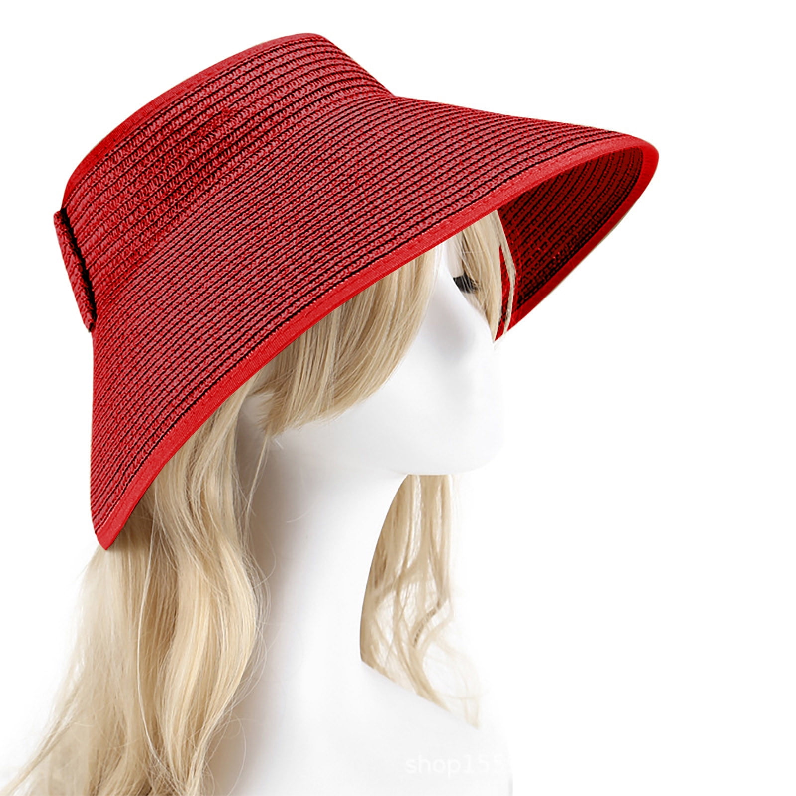 qolati Sun Visor Hats for Women 2024 Summer Boho Wide Brims Straw Beach ...