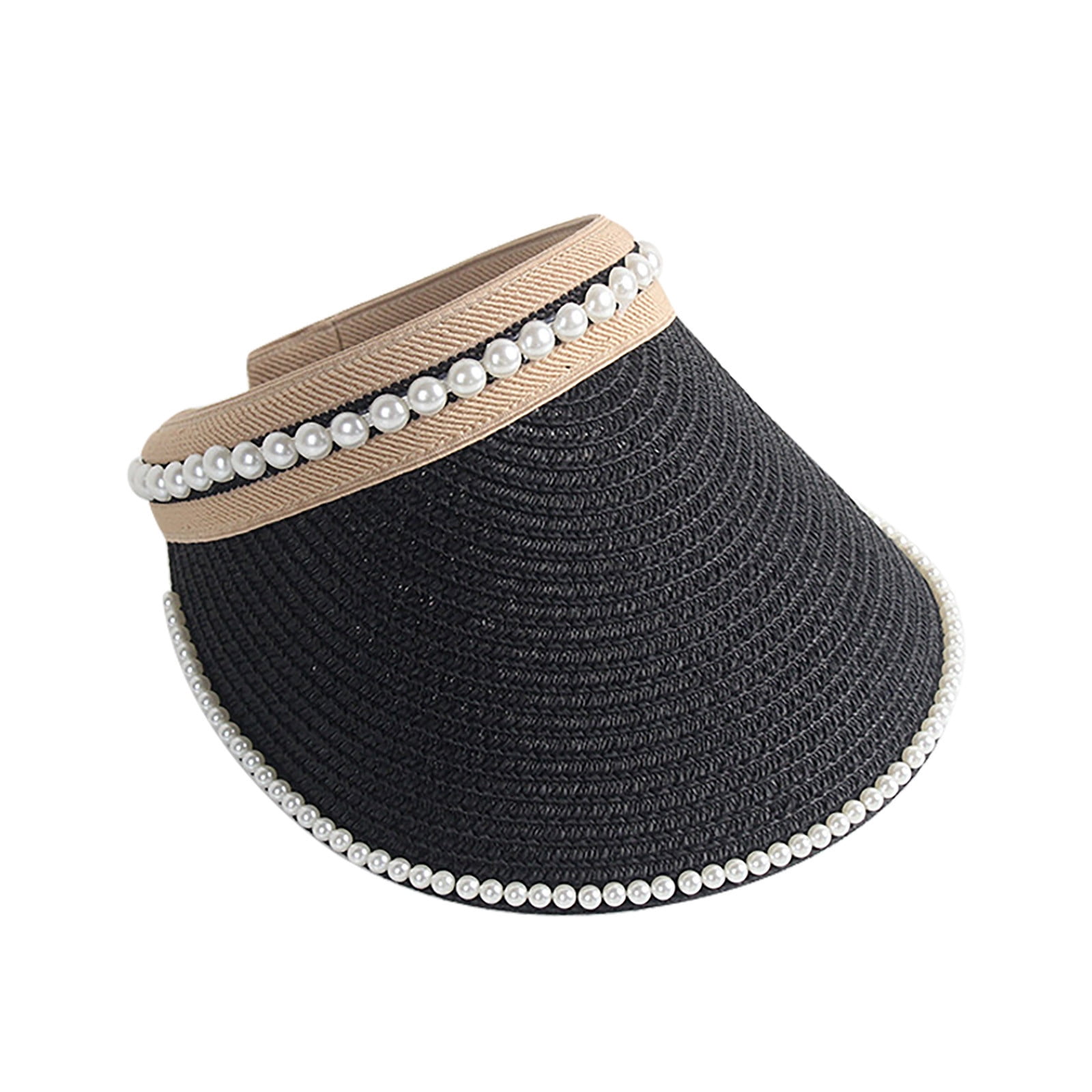 qolati Sun Visor Hats for Women Wide Brims Straw Beach Hats Summer ...