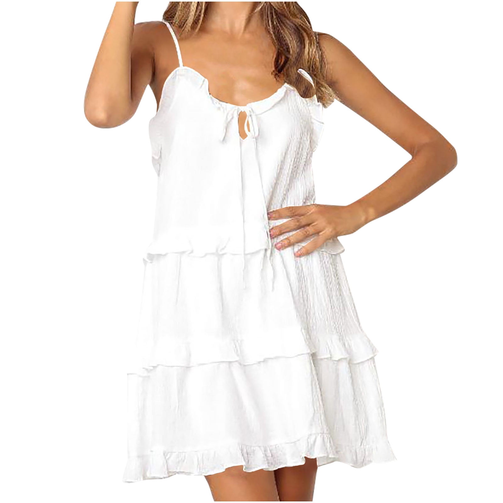 qolati Sundresses for Women 2024 Boho Casual Sleeveless Spaghetti Strap ...