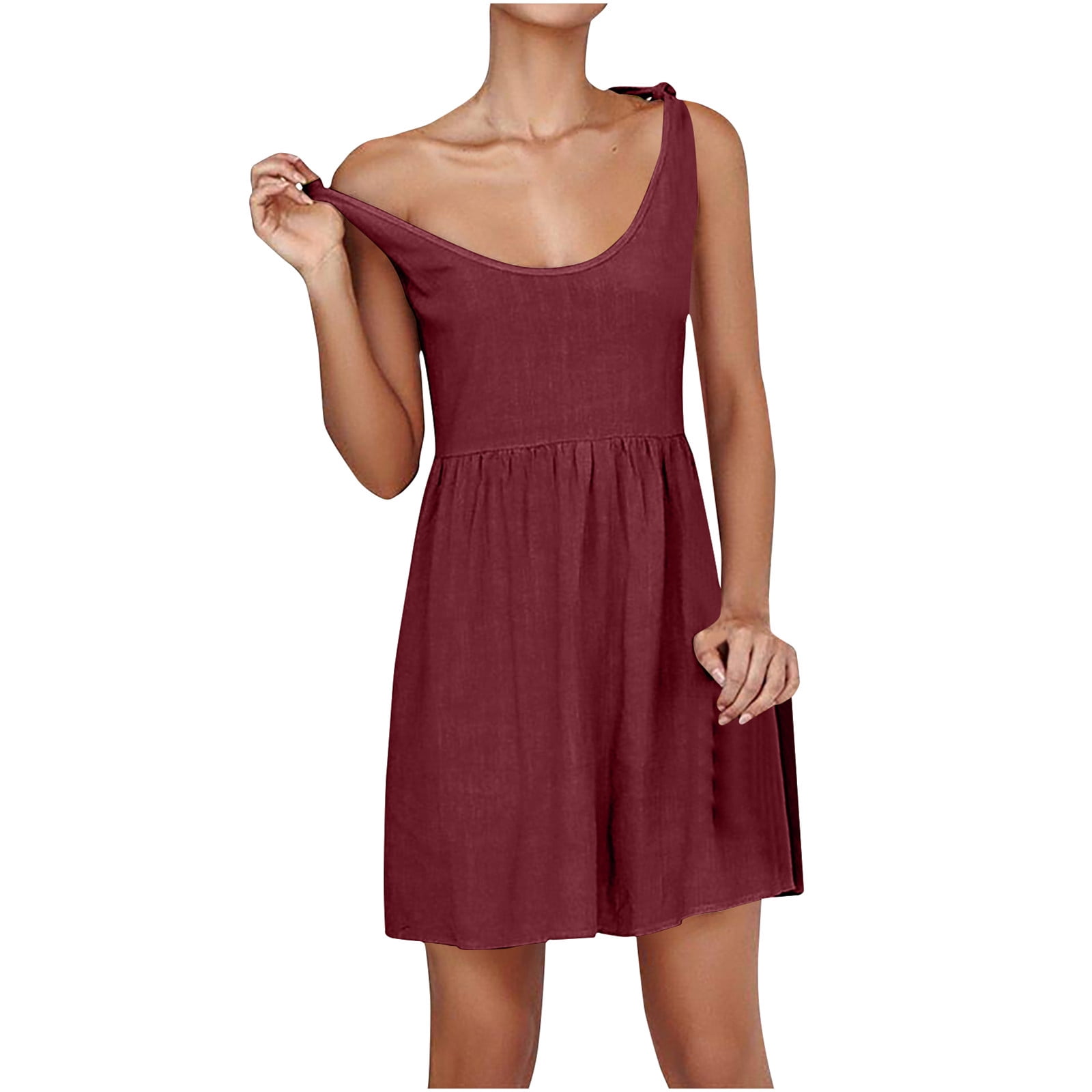 qolati Sundresses for Women Summer Casual Sleeveless High Waisted A ...