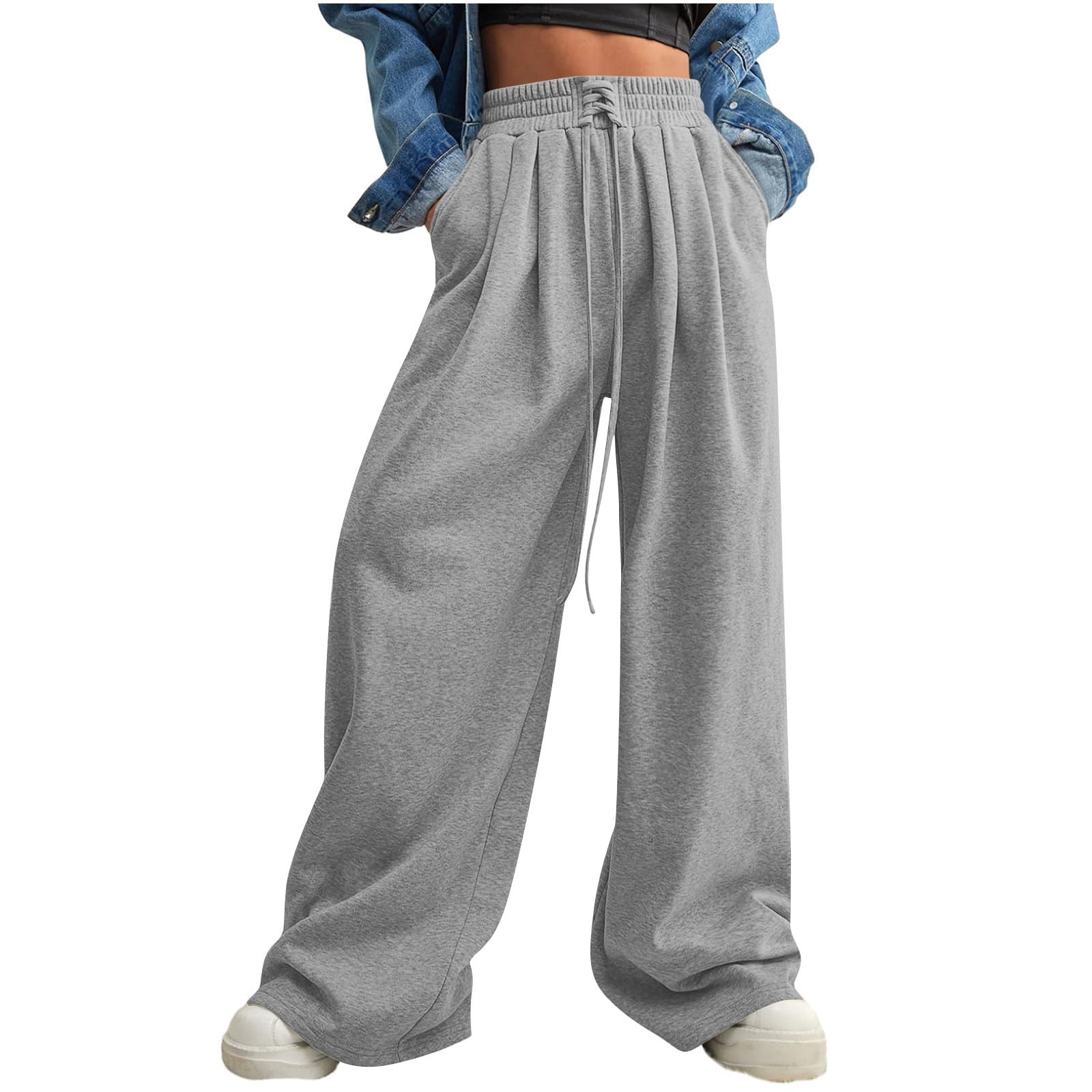 qolati Wide Leg Sweatpants Women High Waisted Baggy Lounge Sweat Pants ...
