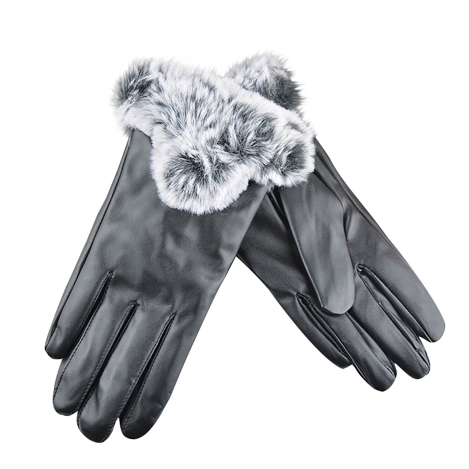 qolati Winter Gloves for Women Faux Leather Windproof Touchscreen ...