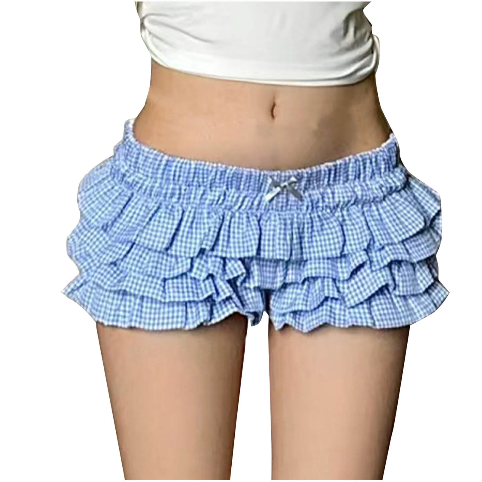 qolati Women Lace Shorts Ruffle Bloomers Y2k Layered Frill Bottoms Cute ...
