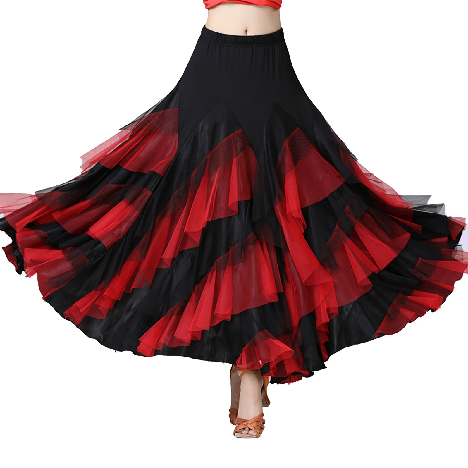 qolati Women Tulle Long Skirts Elastic Waist Tiered Layered Mesh ...