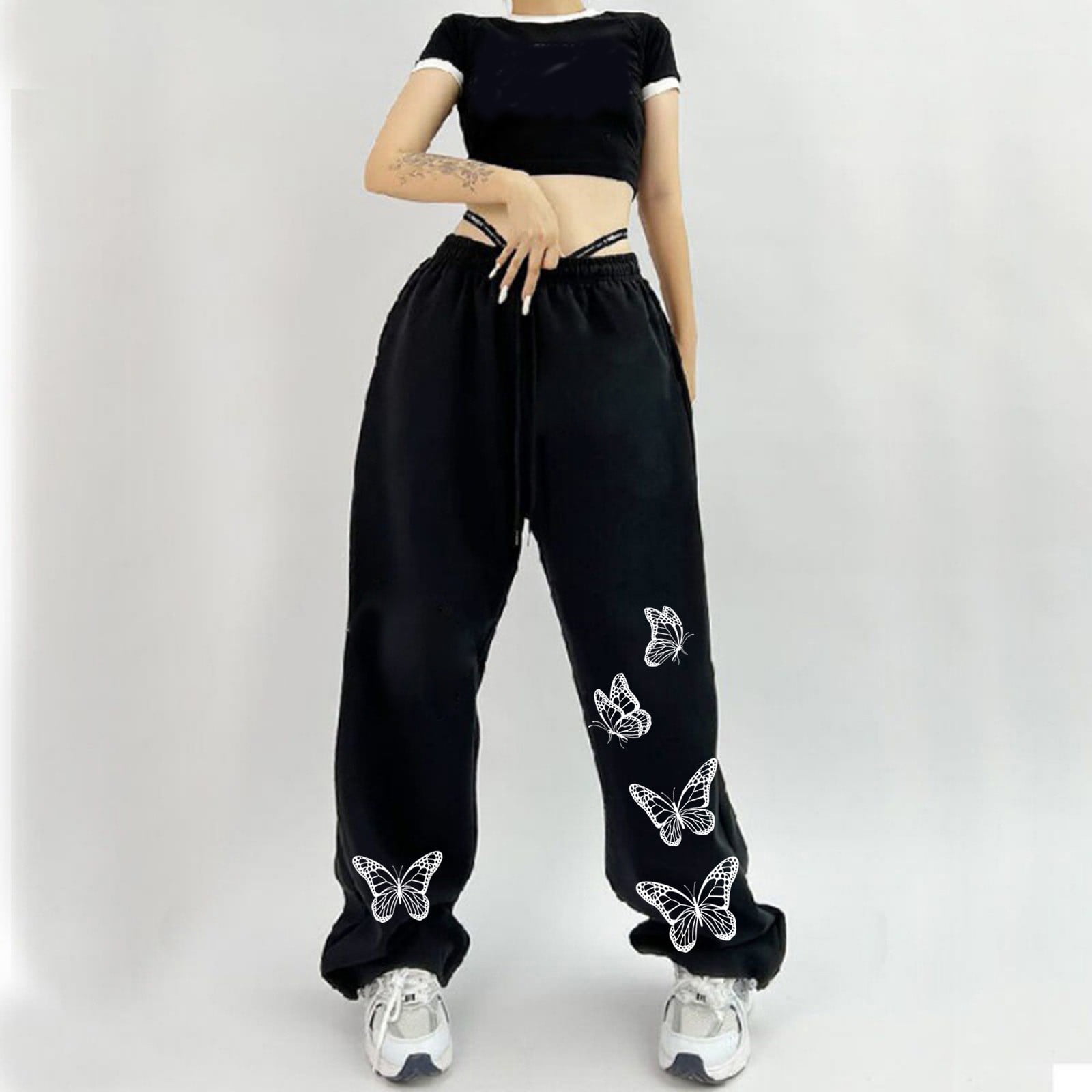 qolati Women's Cinch Bottom Sweatpants Trendy Print High Waist ...