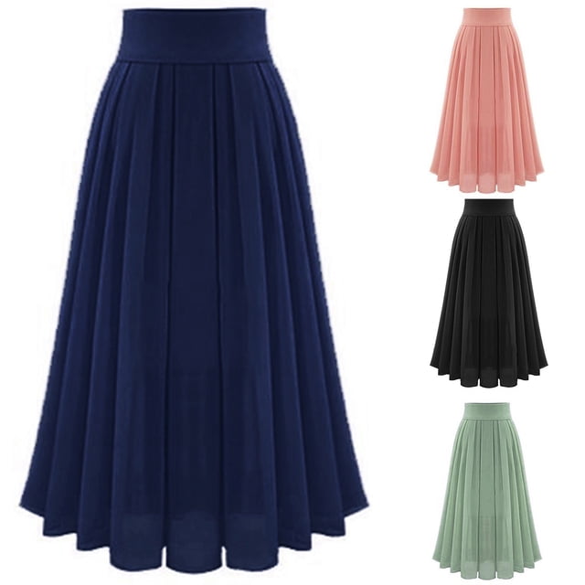qolati Women's Elegant Mesh Midi Skirts Elastic High Waist Tulle A-Line ...