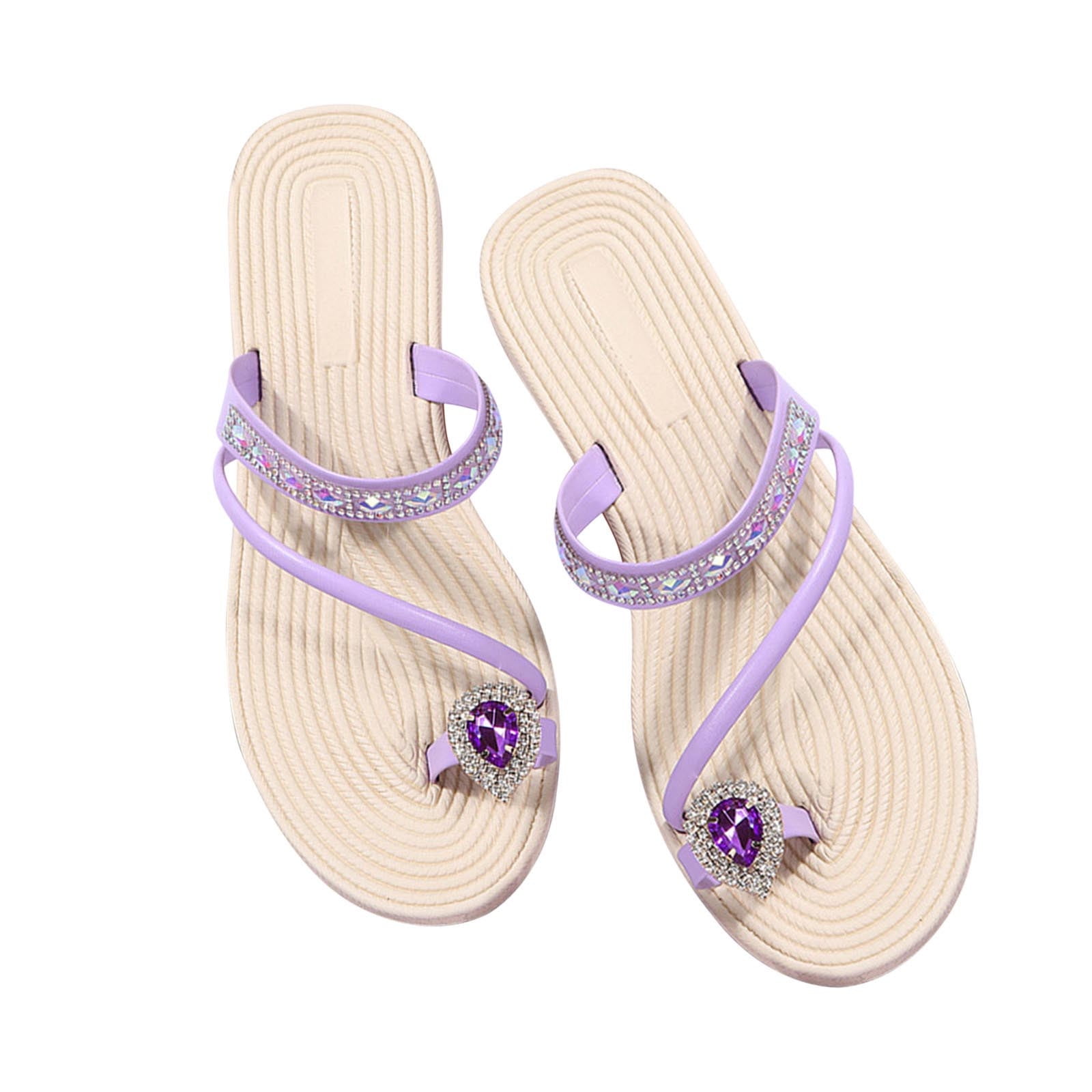 qolati Women's Wide Width Flat Sandals Trendy Strappy Open Toe Flip ...