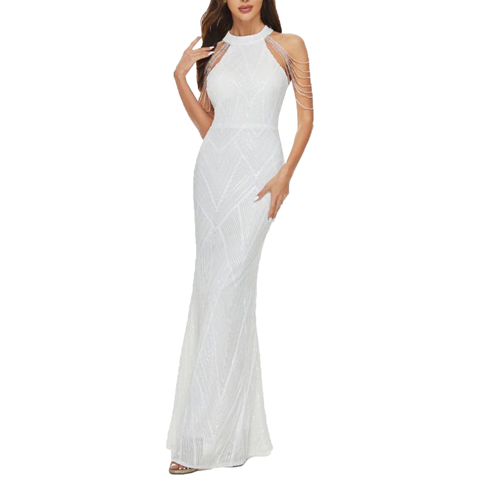 qolati Women's homecoming Dresses Sexy Halter Neck Off Shoulder Sequin ...