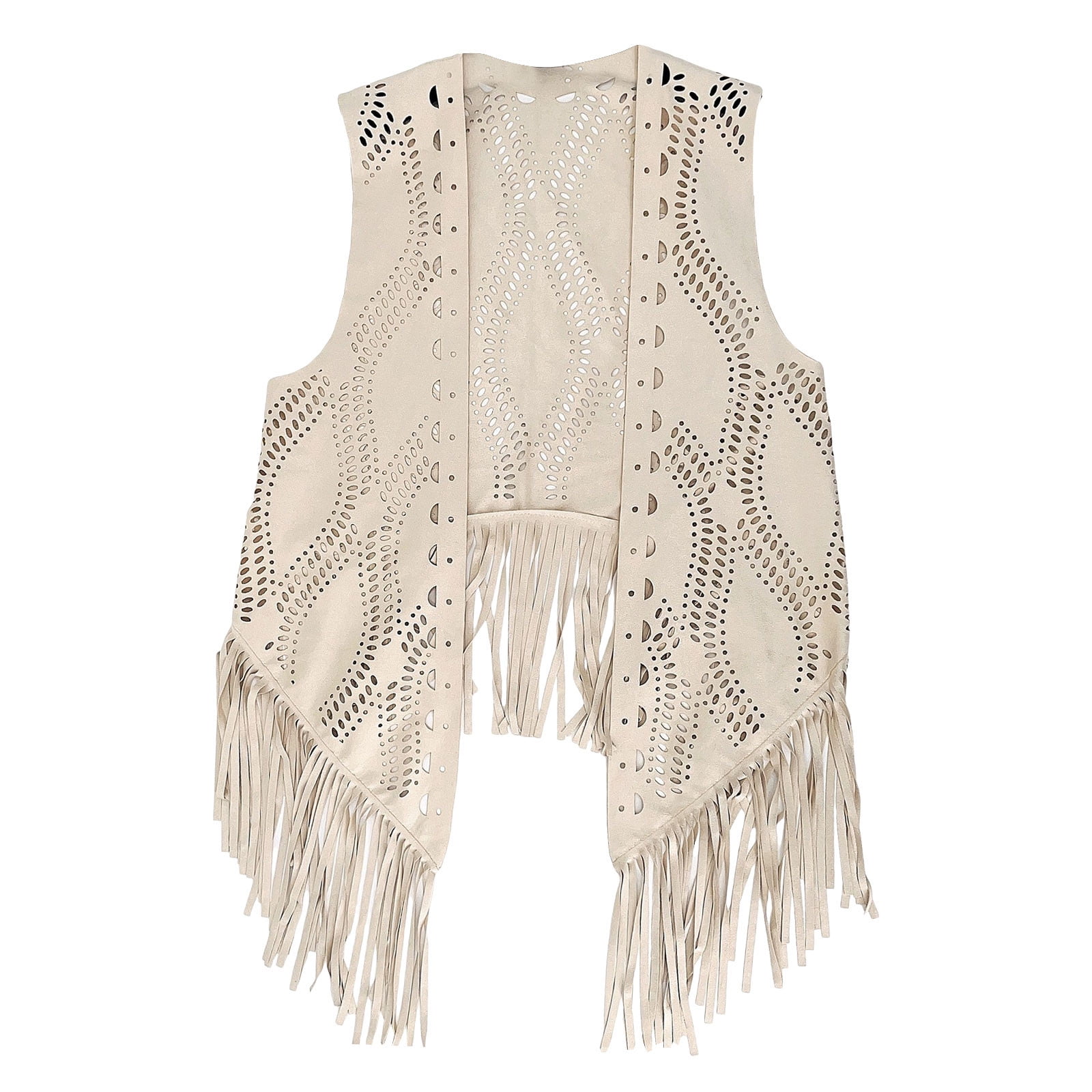 qolati Womens Faux Suede Shawl Coats Fringe Trendy Lace Shawls Tops ...