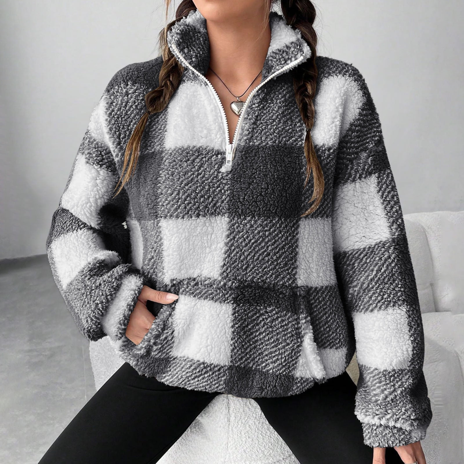 qolati Womens Hoodies Half Zip Long Sleeve Fuzzy Fleece Sweatshirt Soft ... qolati Womens Hoodies Half Zip Long Sleeve Fuzzy Fleece Sweatshirt Soft ...