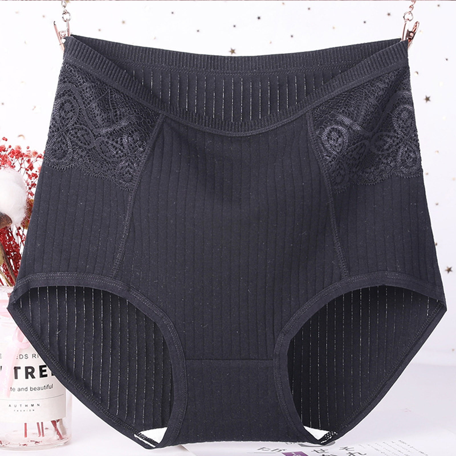 Qolati Womens Seamless Underwear Cotton Bikini Panties Lace Trim Soft