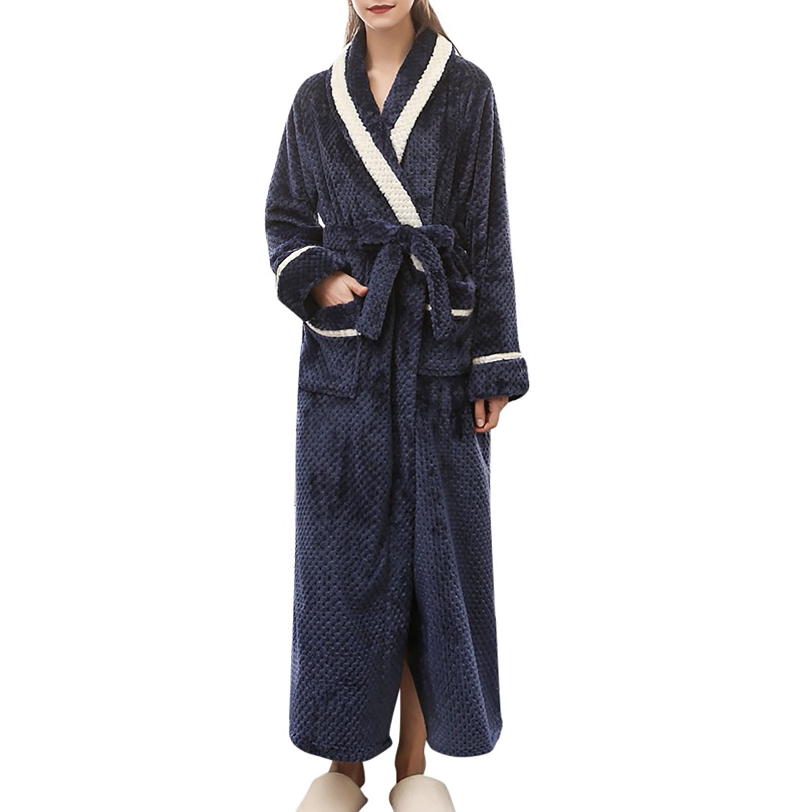 qolati Womens Waffle Knit Robe Soft Long Sleeve Bathrobe Sleepwear ...