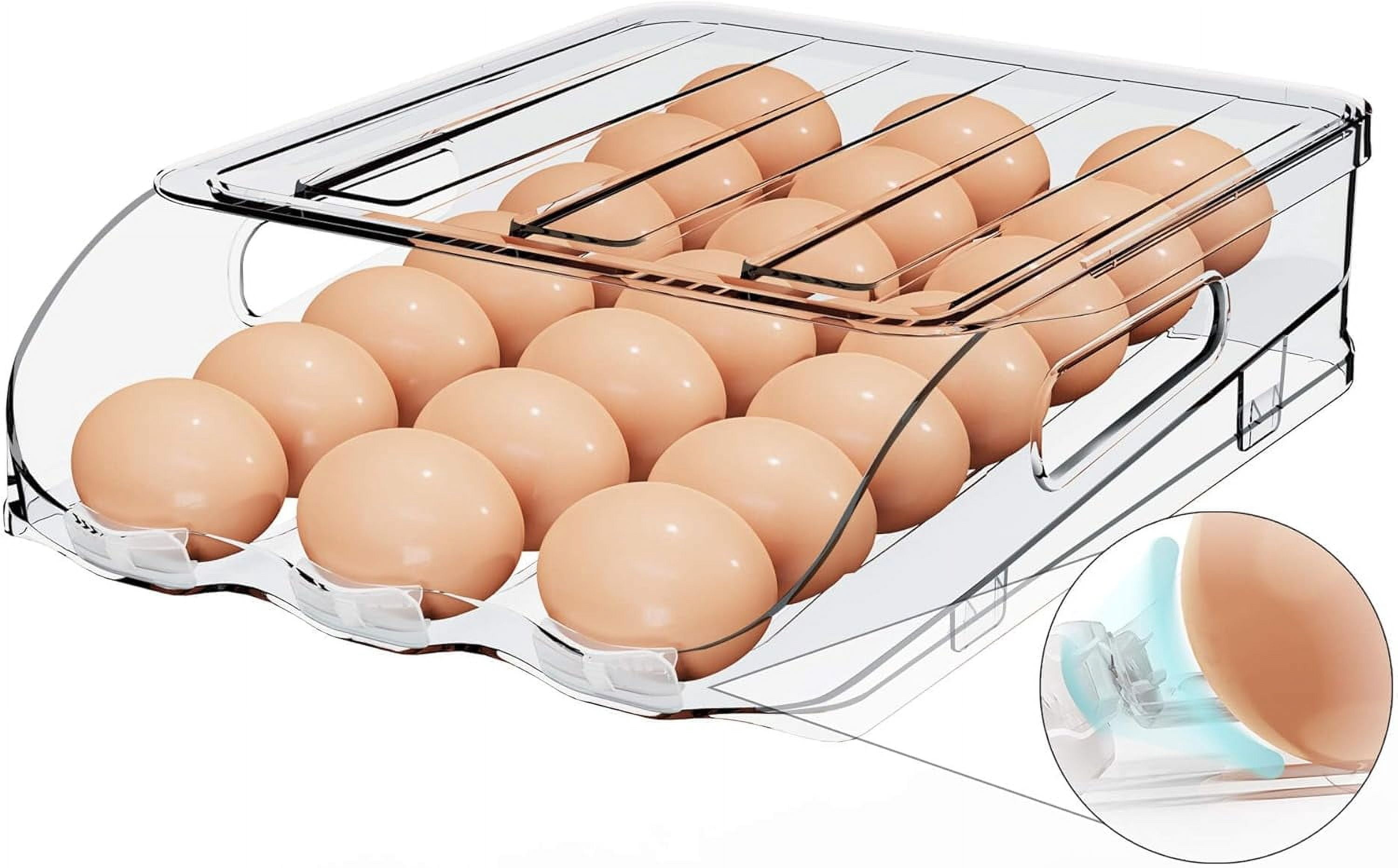 qsdazxcsEgg Holder for Fridge, Automatic Steady Rolling Egg Dispenser ...