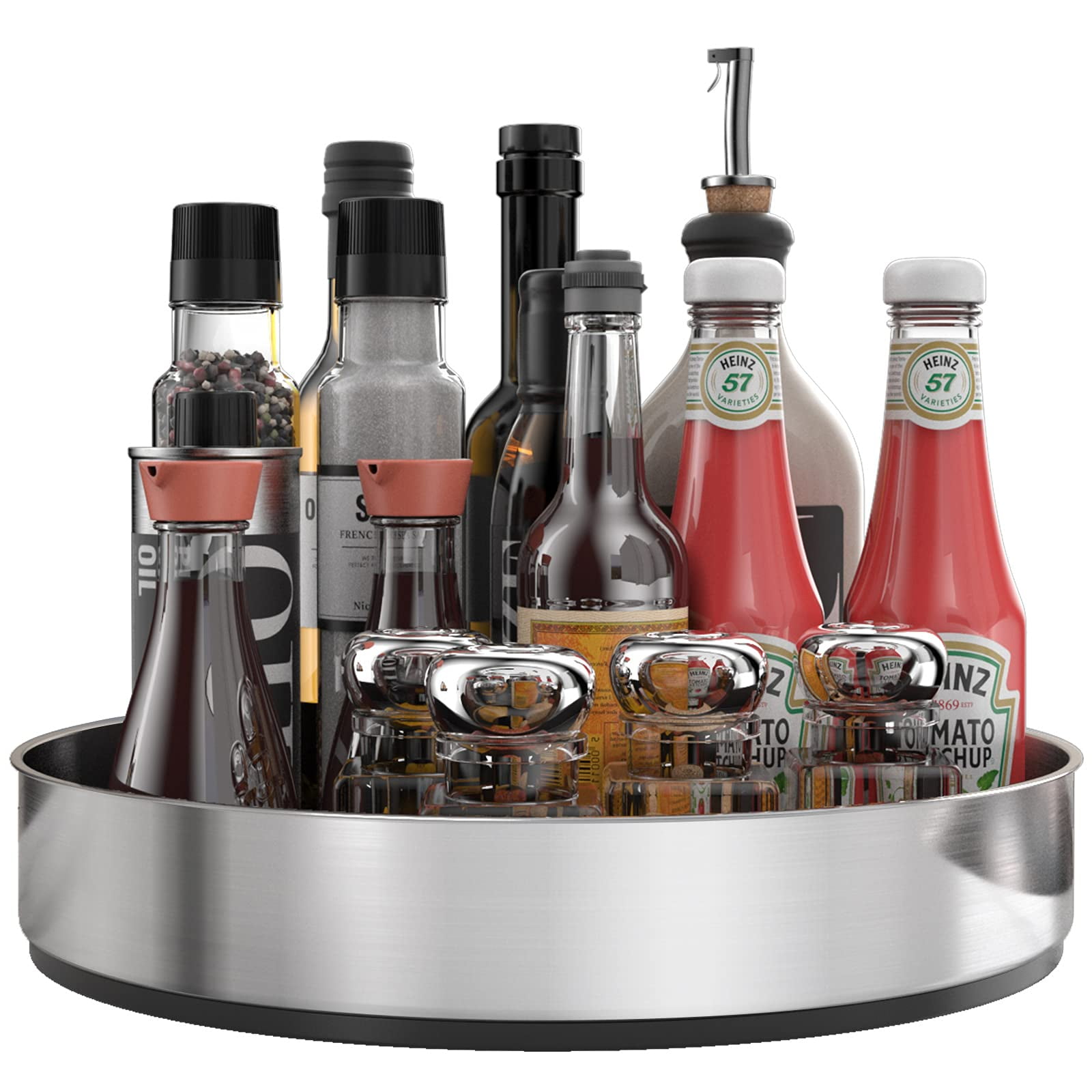 qtess Pantry Cabinet Lazy Susan Stainless Steel Black Spice Rack ...