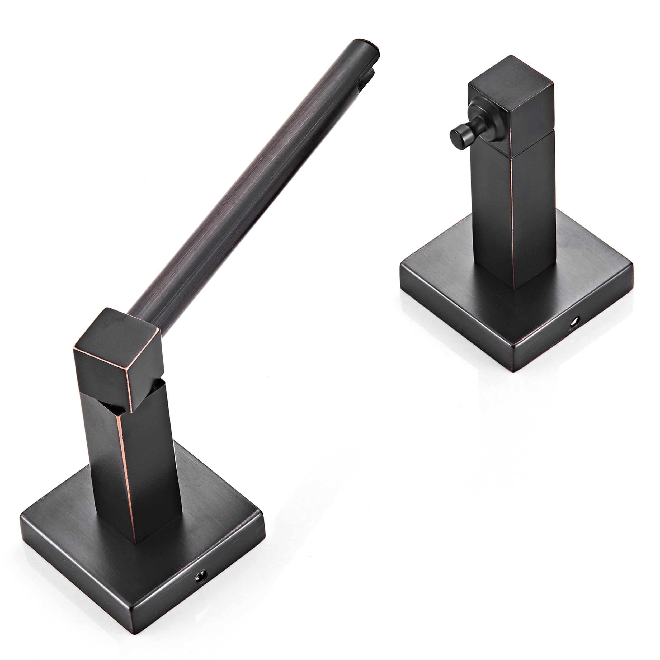 qtess Toilet Paper Holder Matte Black Double Post Pivoting Square ...