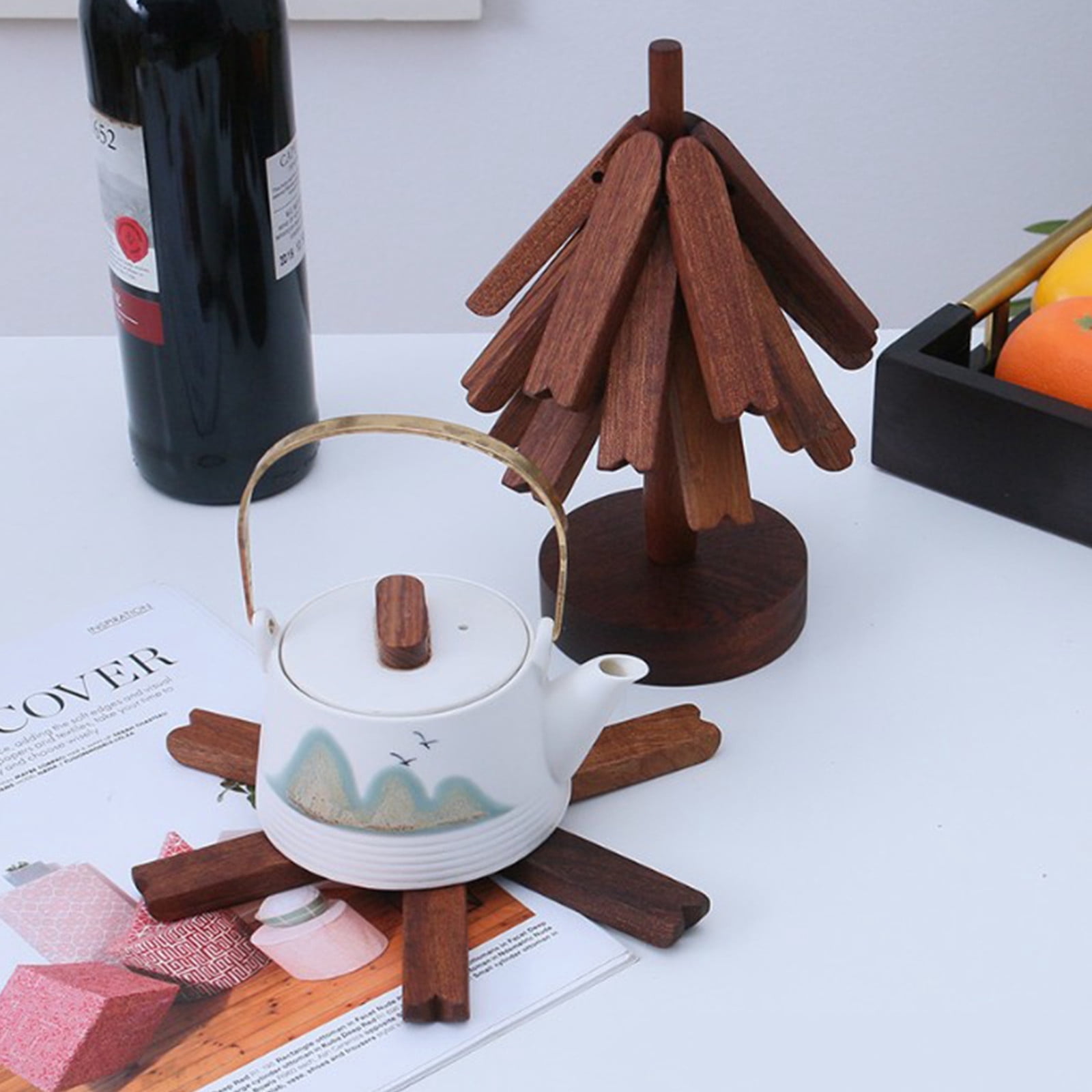 qtsy Wooden Trivets for Hot Dishes, Tree Shape Trivet Set, Trivets for ...