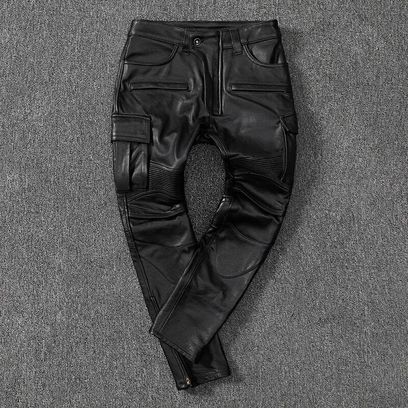 quality 2023 new high luxury brand real mens genuine leaher cargo pants ...