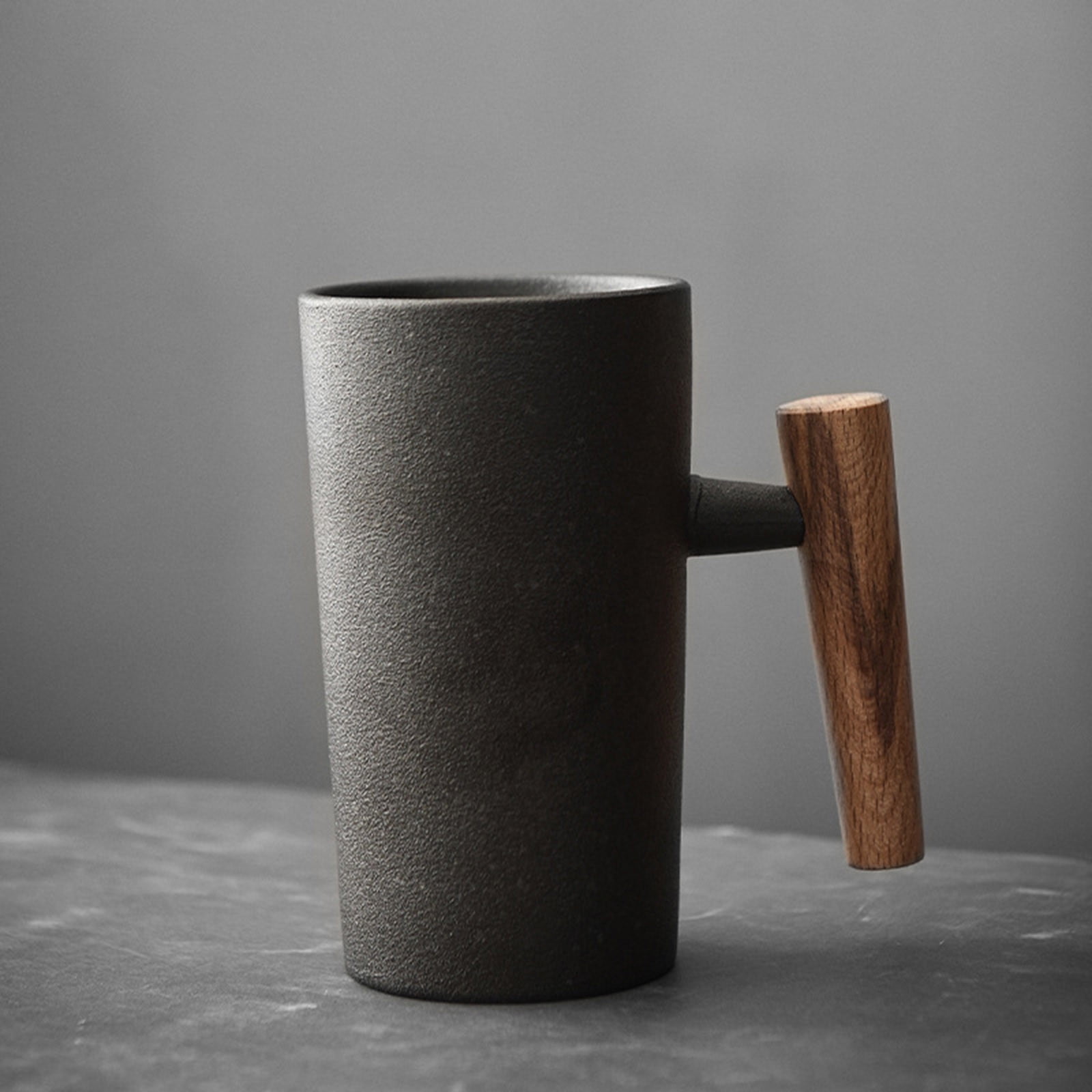 quanjun 10oz Handmade Ceramics Coffee Cups,Wooden Handle Retro Tea Cup ...
