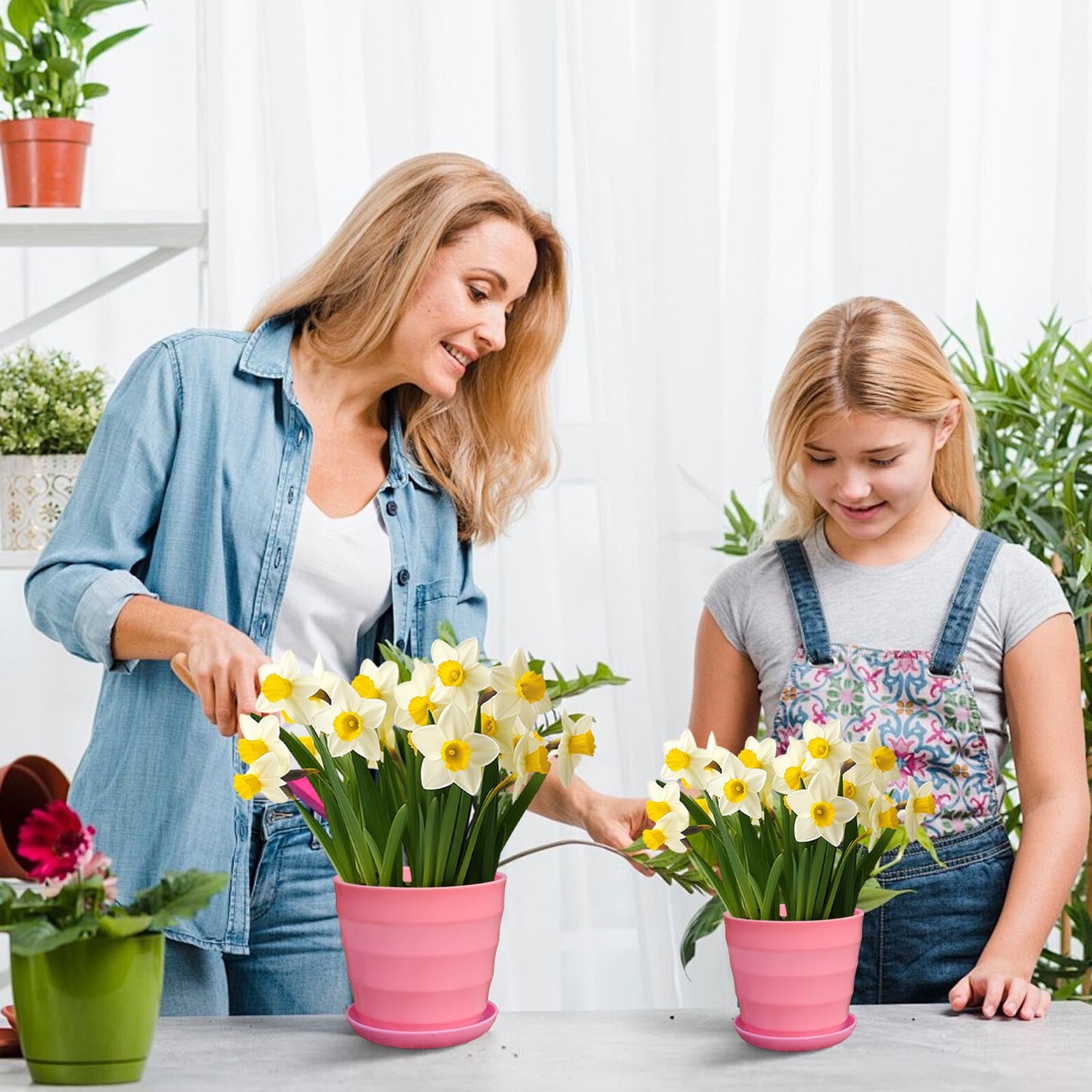 quanjun Cute Flower Pots with Matching Saucers, Every Pot Has Drainage ...
