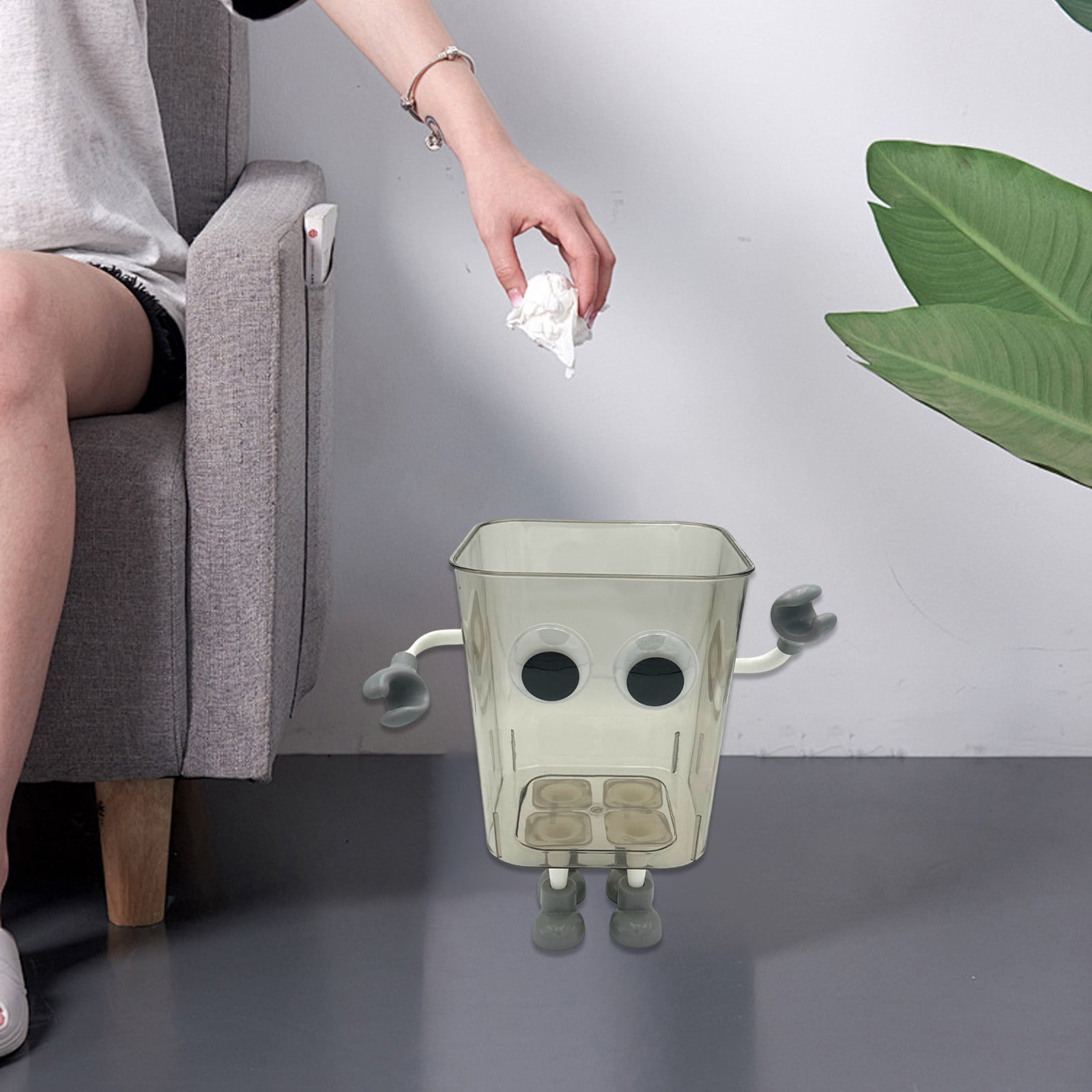 quanjun Transparent Fun Garbage Can,10" Small Trash Can,Cute ...