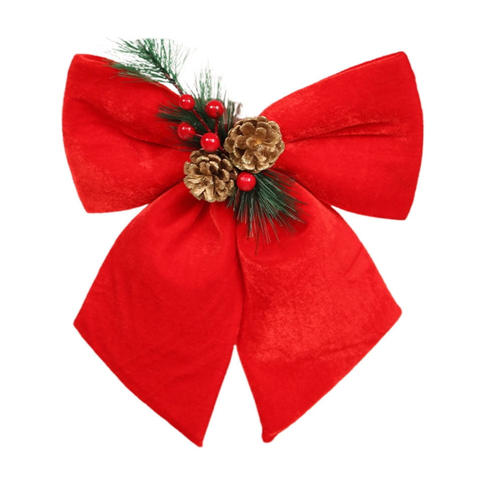 quanjun Velvet Christmas Bows,Plucked Pine Needles Bow,Christmas Bows ...