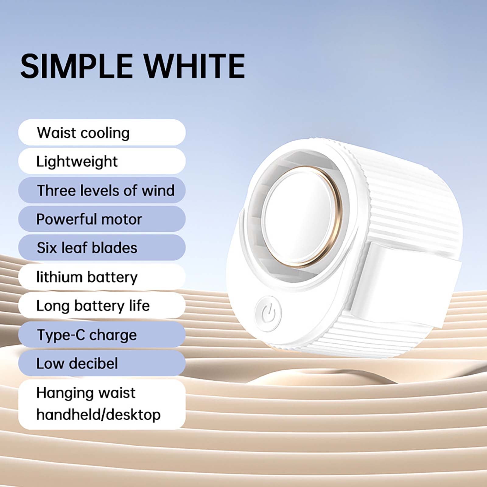 quanjun Waist-Mounted Fan,Seagull Biomimetic Six Leaf Blade,Type-C ...