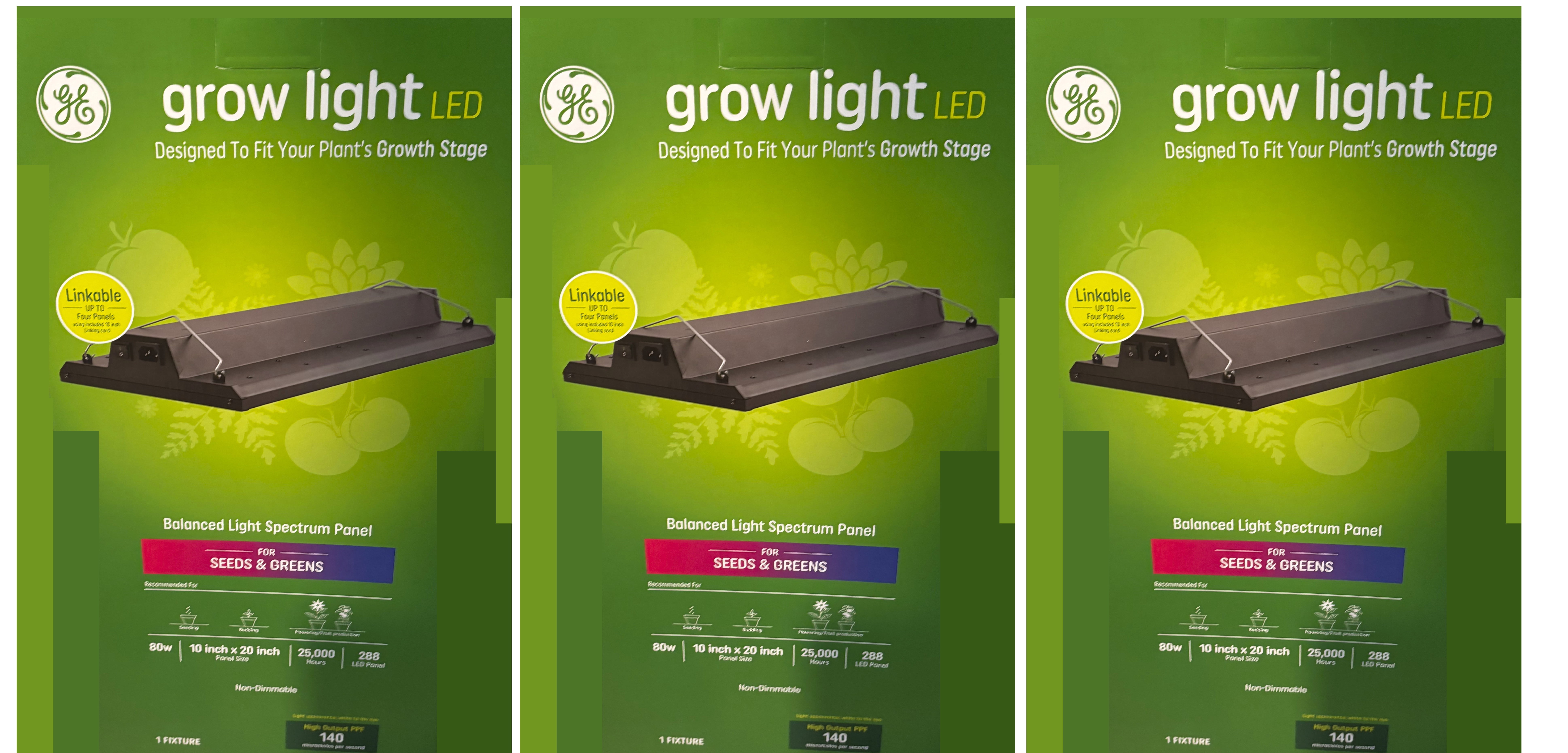 (quantity of 3) GE grow light LED for Seeds and Greens, balanced light ...