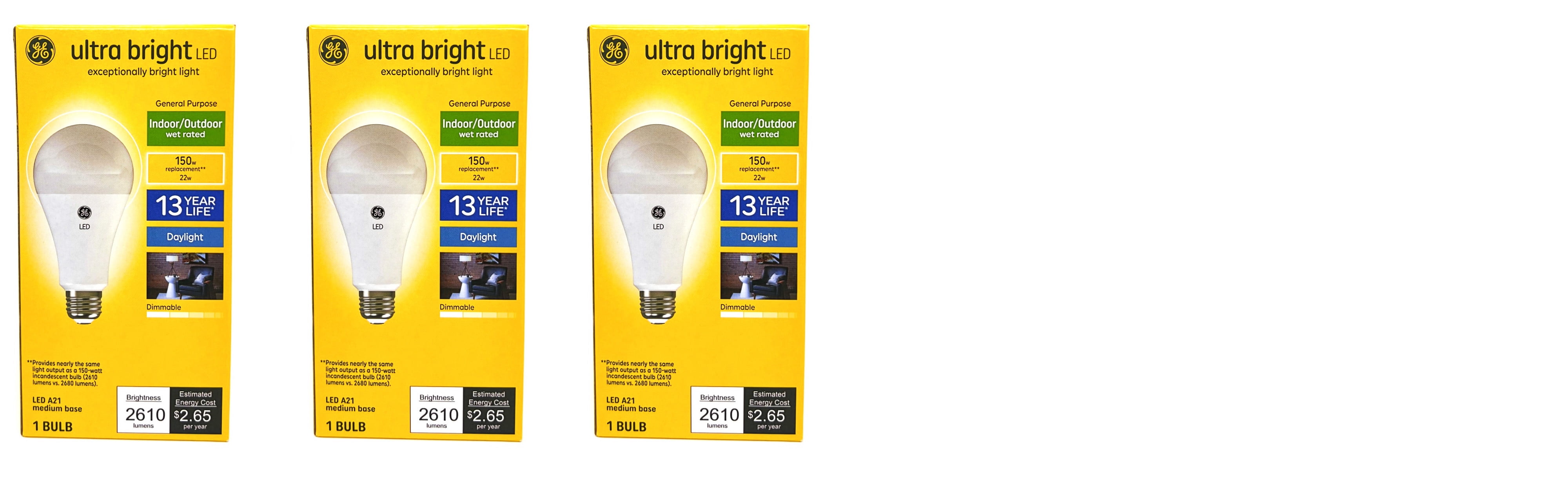 (quantity of 3) GE ultra bright LED A21 Light Bulb, 22 watts, 2610 ...