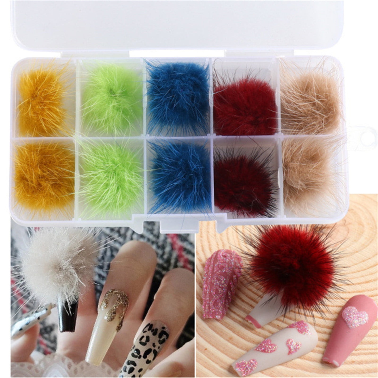 qucoqpe Gel Nail Polish Hair Ball Mink Velvet Removable Nail Jewelry ...