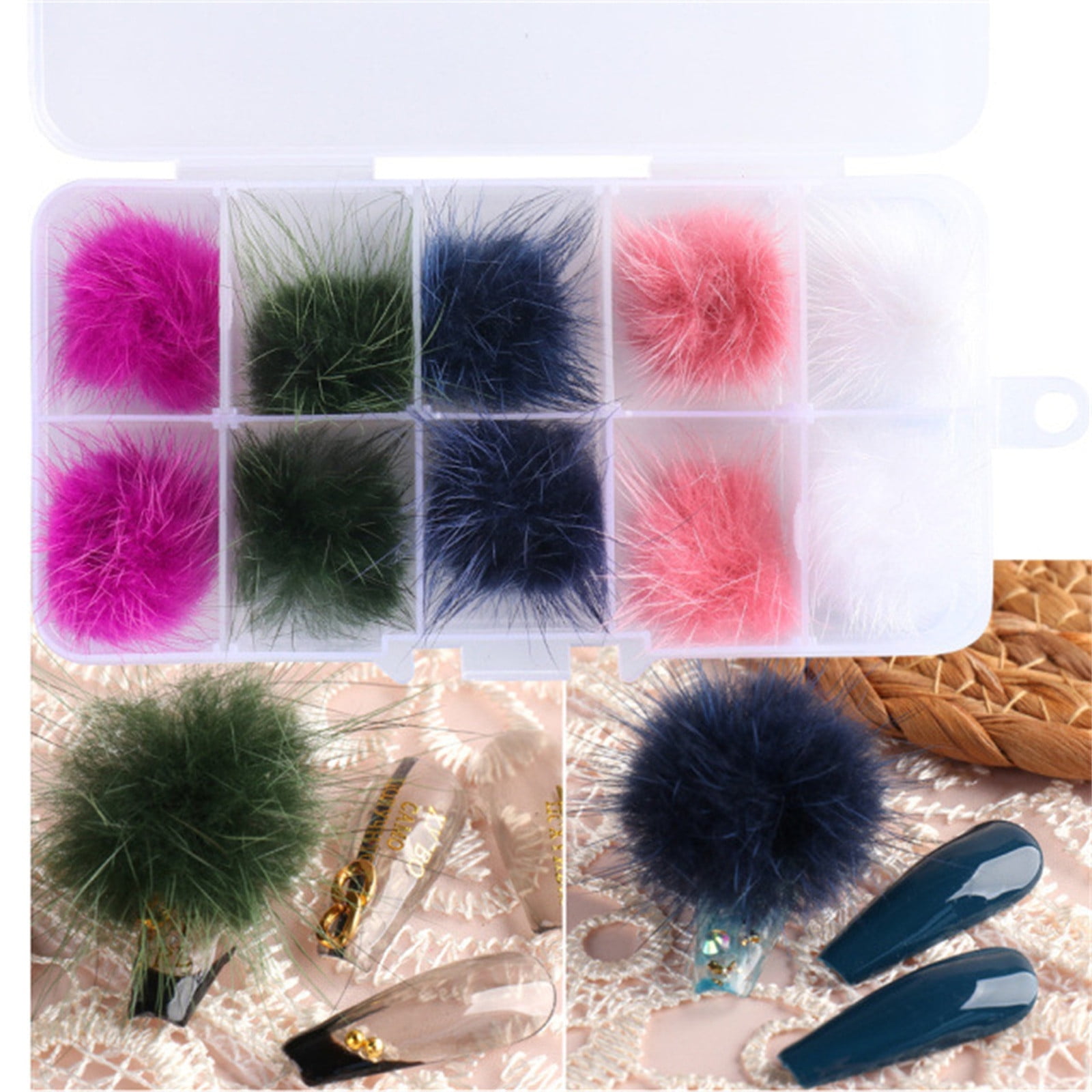 qucoqpe Gel Nail Polish Hair Ball Mink Velvet Removable Nail Jewelry ...