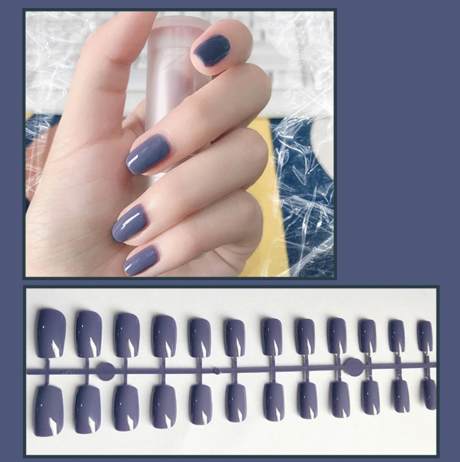 qucoqpe Gel Nail Polish Long Nails Fake Nail Patch Rectangular Solid ...
