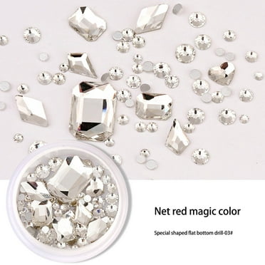 Bouanq Fake Nails Nail Jewelry Big Diamond Water Drop Flat Bottom ...