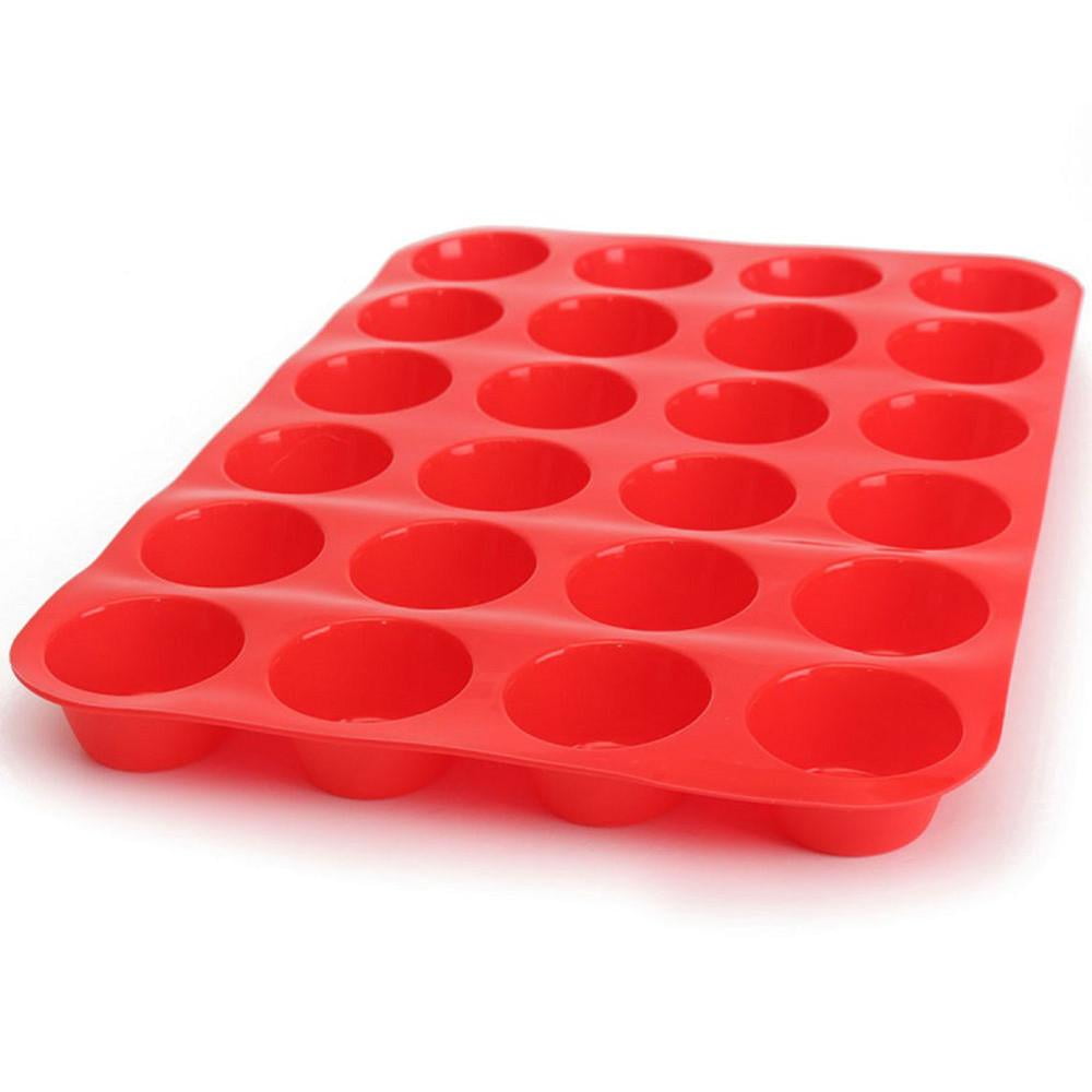 Bouanq Kitchen Silicone Muffin Pan, 24 Cup Mini Muffin Tin, Nonstick ...