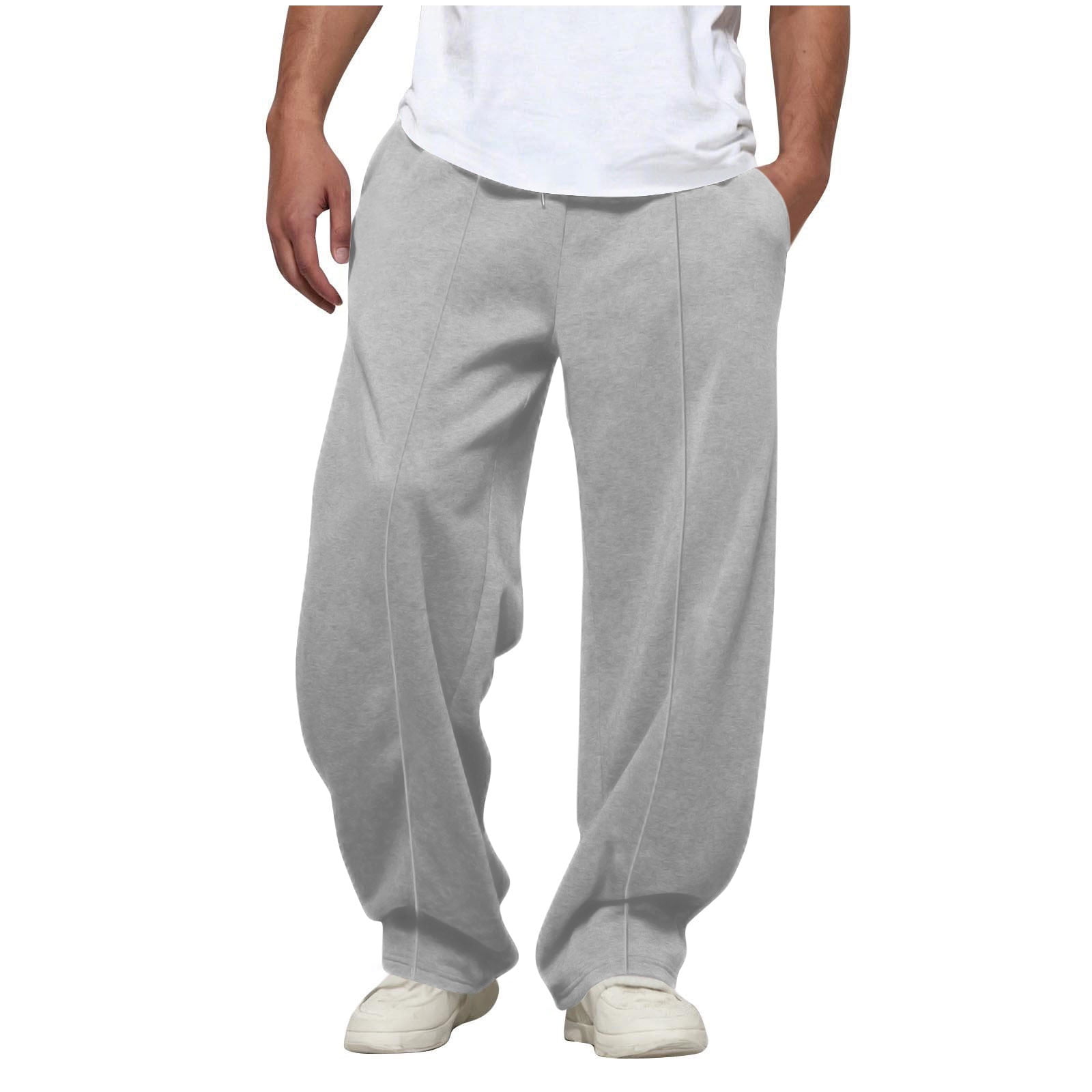 qucoqpe Men's Baggy Sweatpants Loose Fit Elastic Waist Drawstring Wide ...