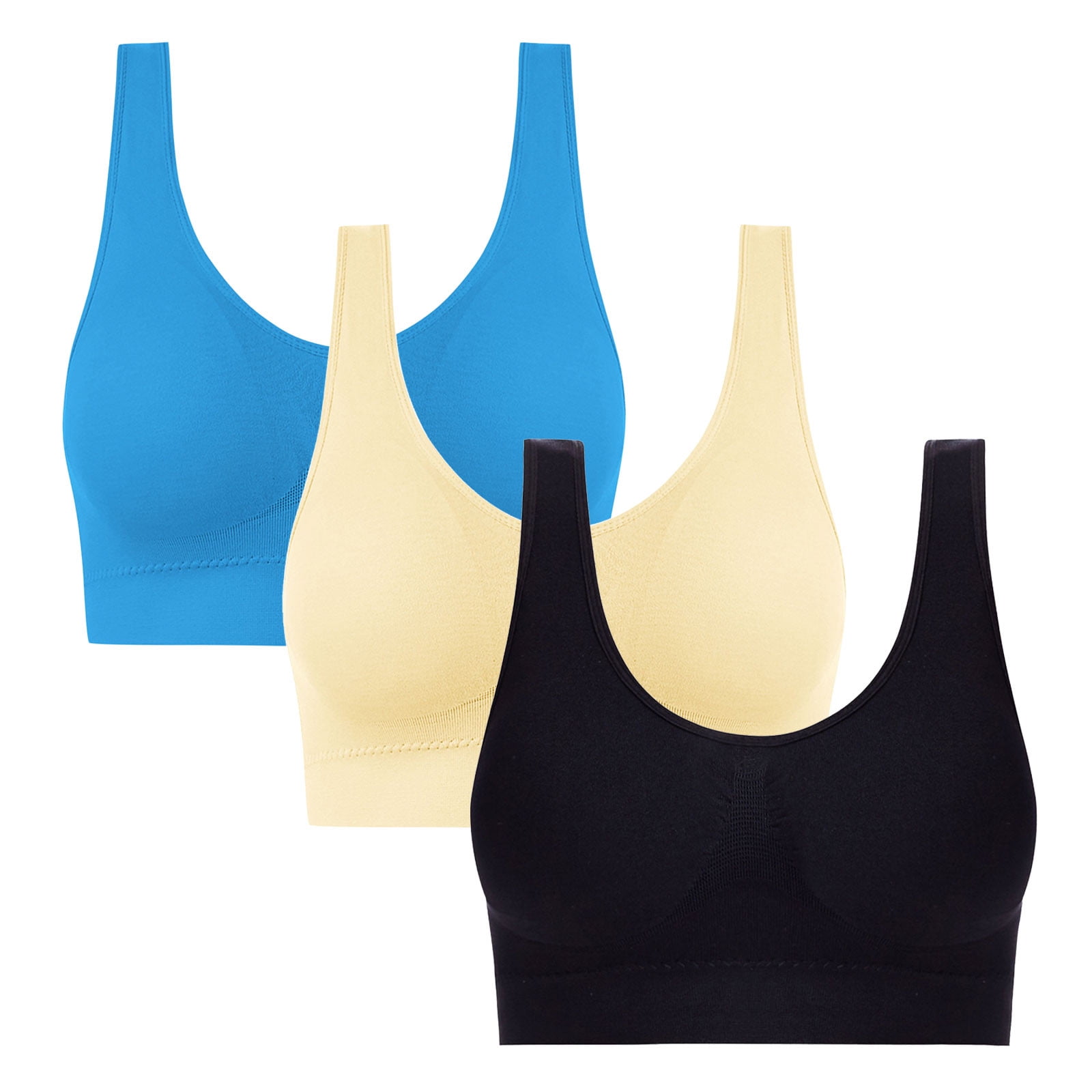 Dvprdro Sports Bras for Women 3 Pack Comfortable Wireless Seamless ...