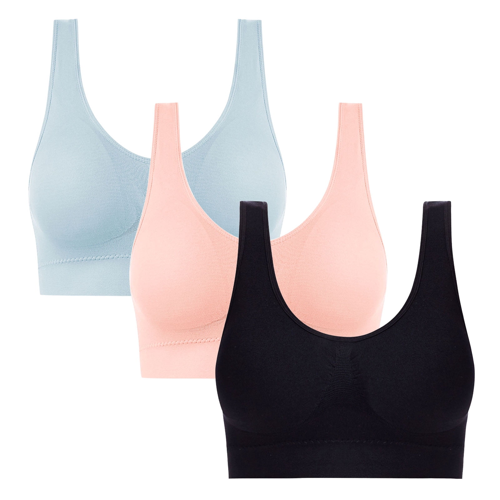 Dvprdro Sports Bras for Women 3 Pack Comfortable Wireless Seamless ...