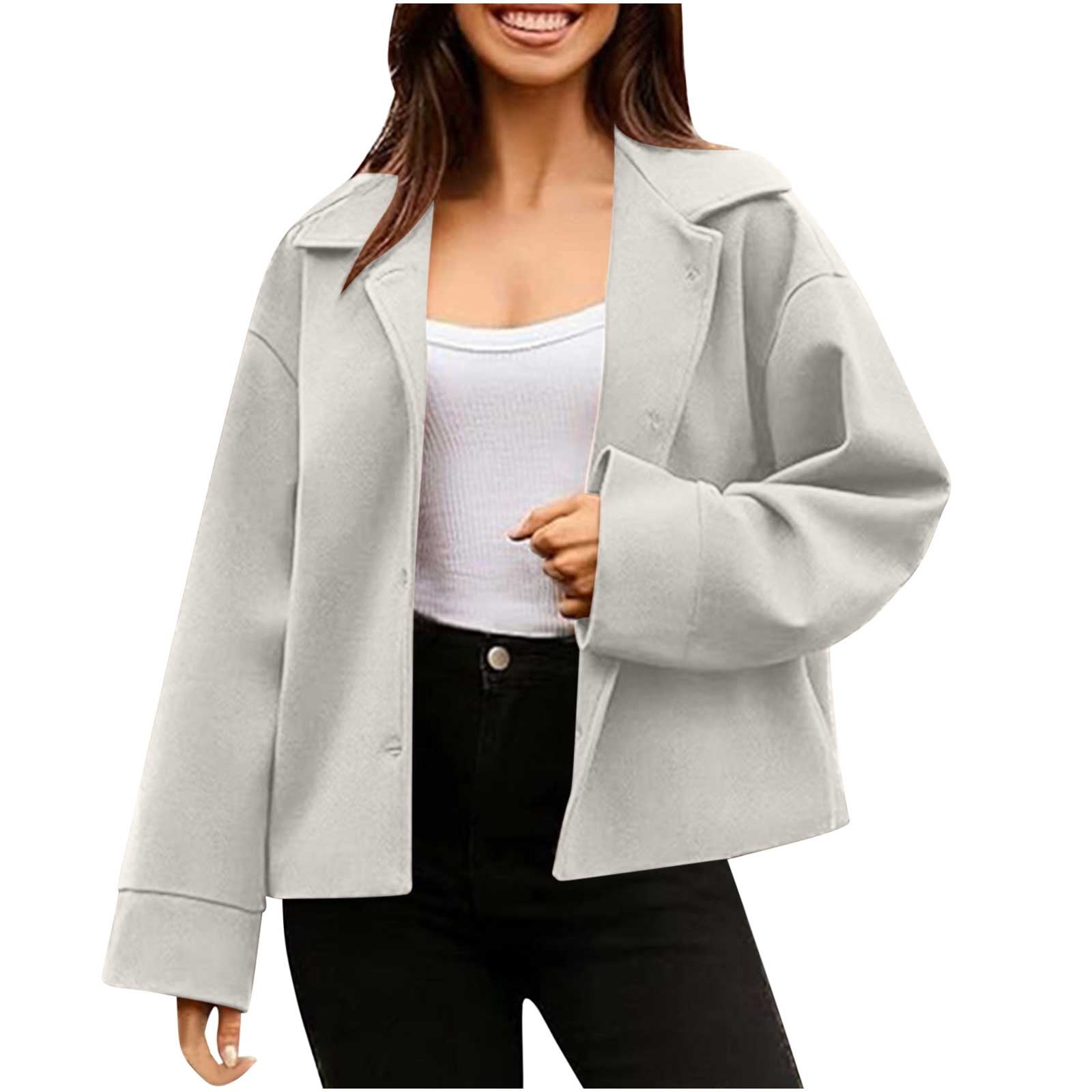 qucoqpe Winter Coats for Women 2025 Fashion Causal Solid Color Lapel ...
