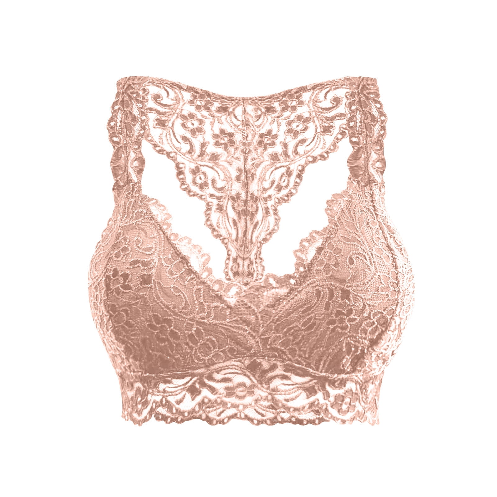 qucoqpe Women Deep V Neck Floral Lace Bralette Padded Breathable Sexy ...