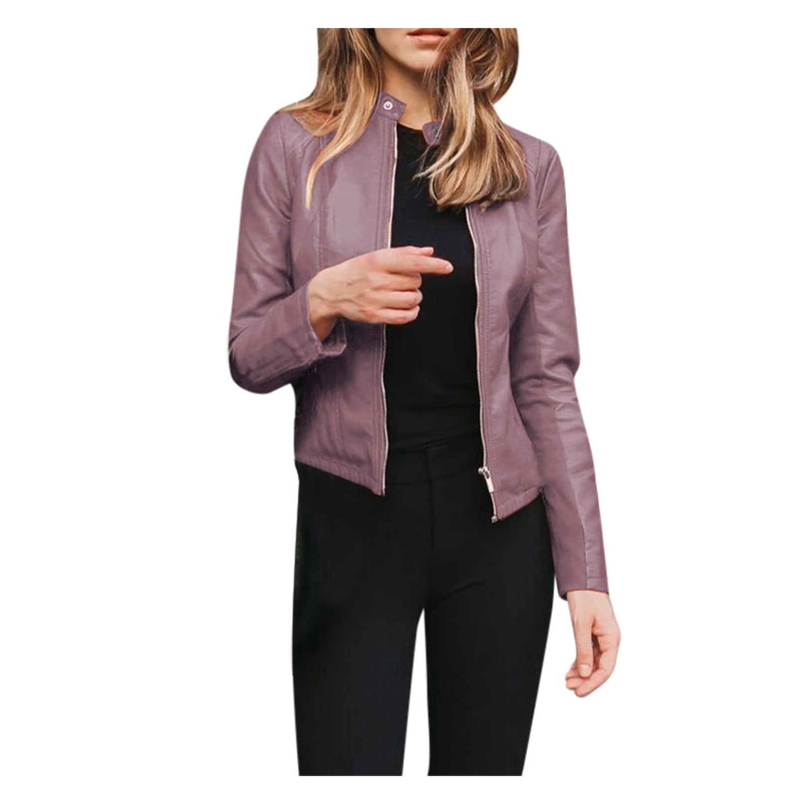 qucoqpe Women Leather Jackets, Faux Motorcycle Plus Size Moto Biker ...