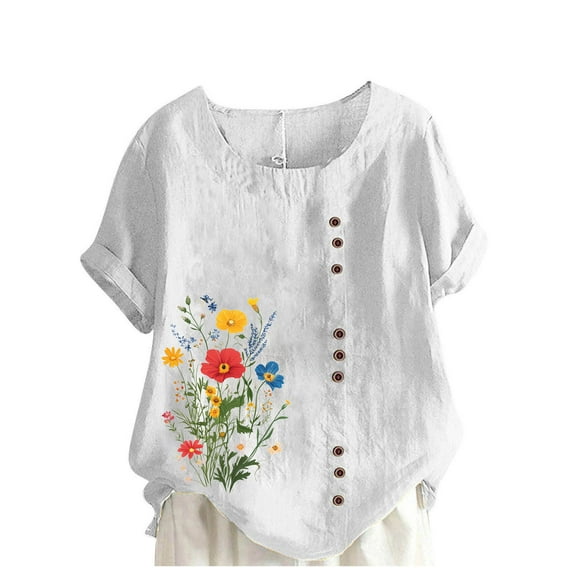 qucoqpe Women's 2026 Spring Summer Fashion Floral Printed Crewneck ...