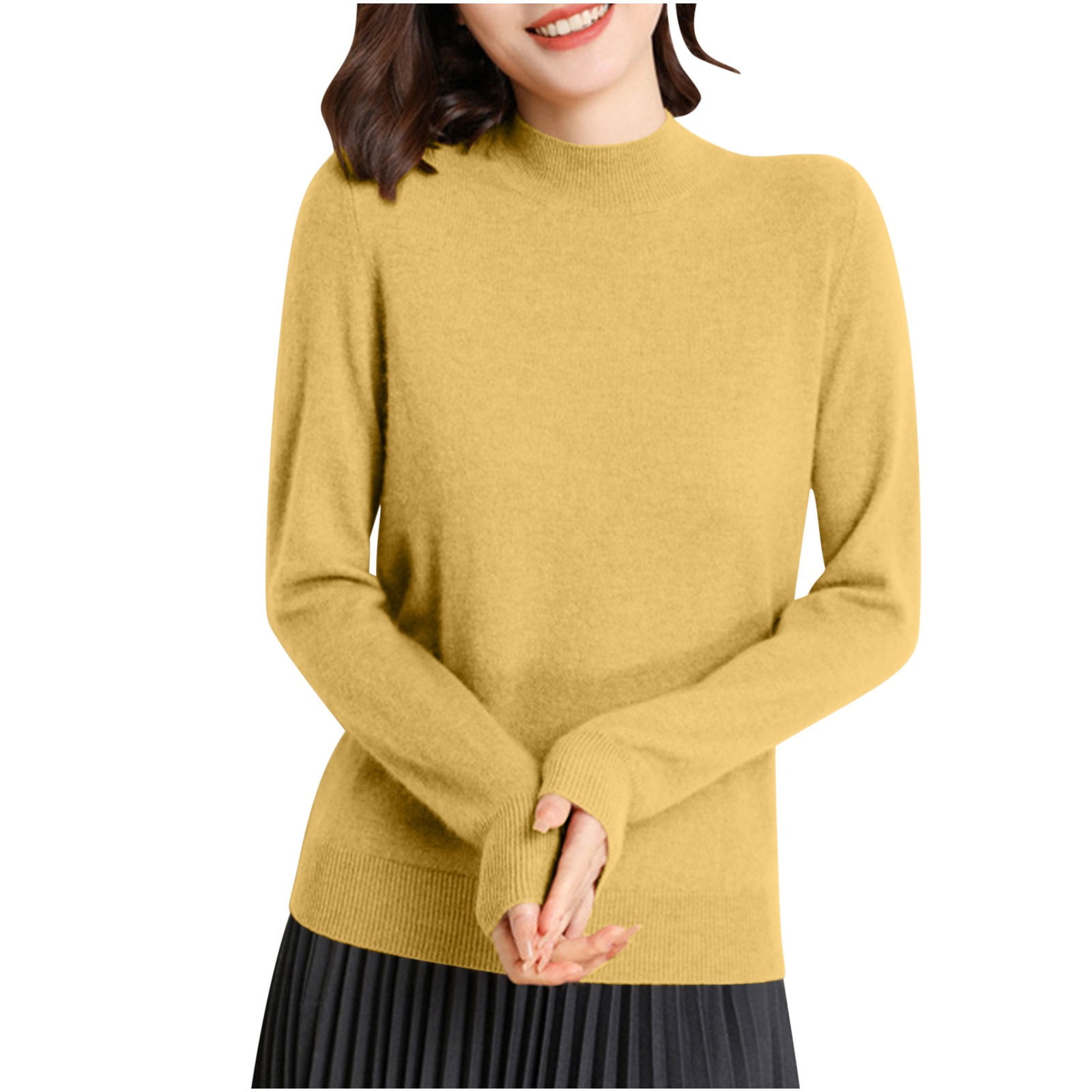 qucoqpe Women's Fall Knitted Sweaters Winter Basic Solid Base Layer ...