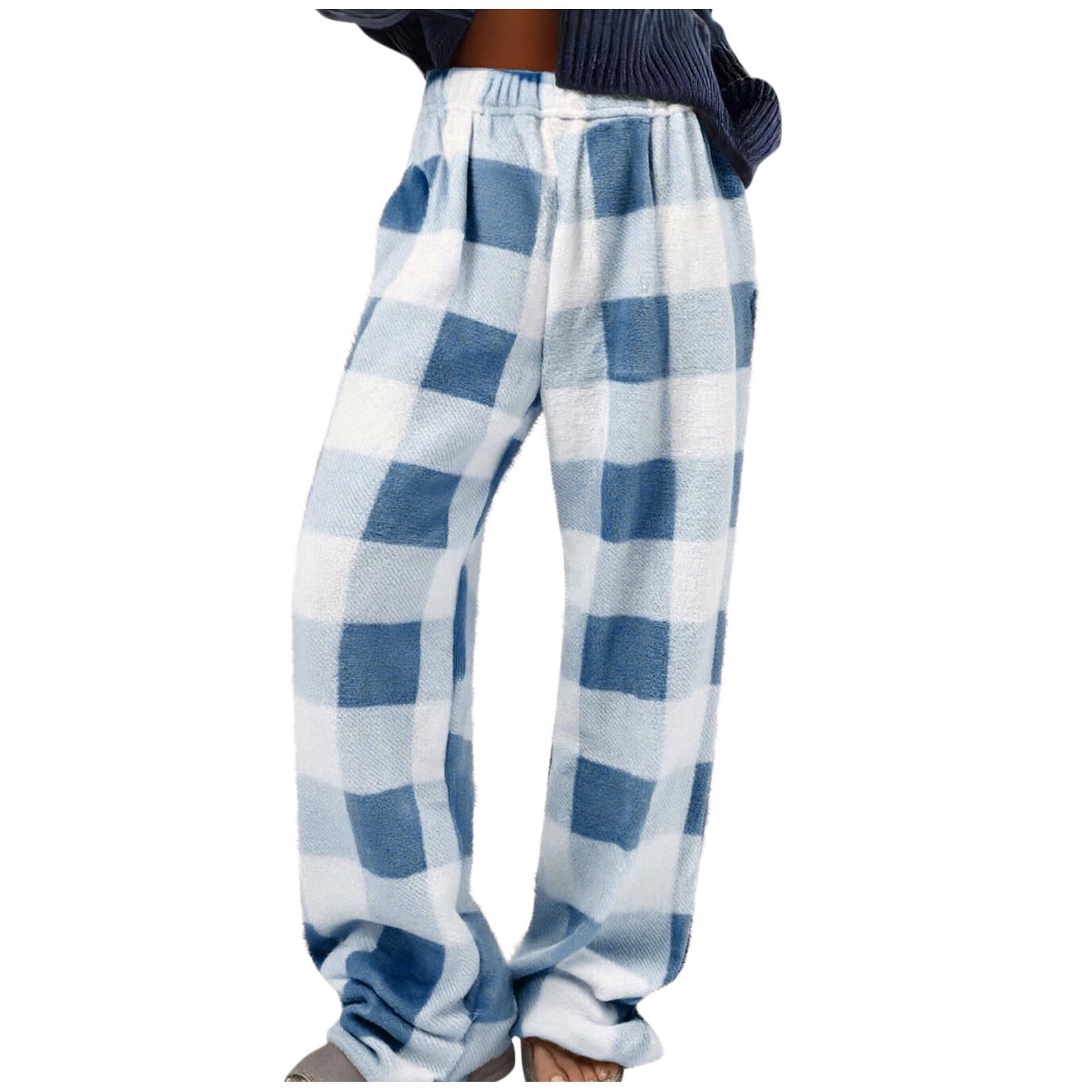 qucoqpe Womens Plus Size Valentine Heart Print Pants Flannel Fleece ...