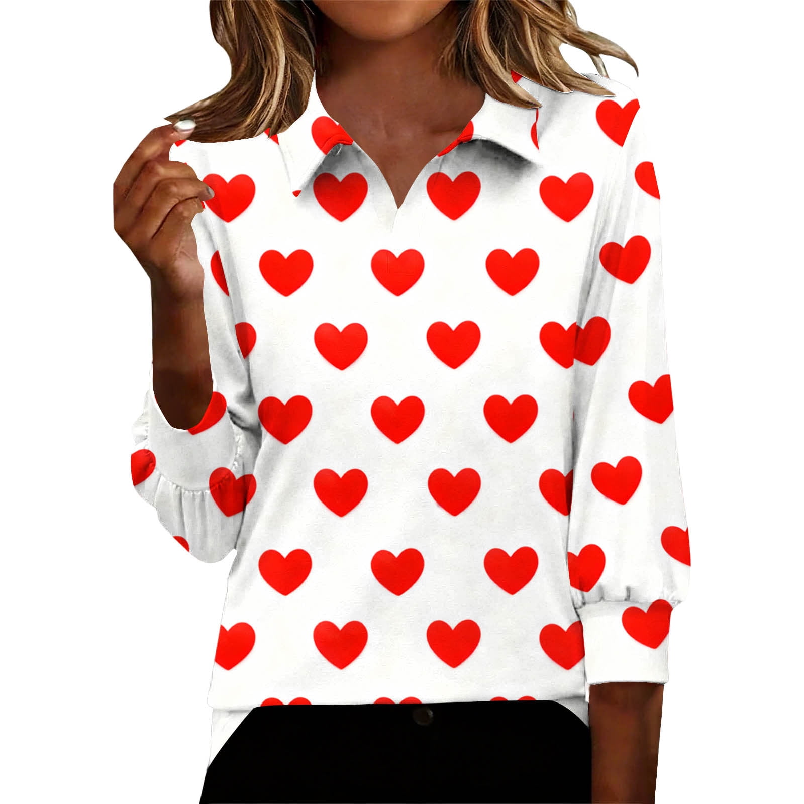 qucoqpe Womens Tops 2026 3/4 Sleeve Dressy Casual Lapel Shirts Trendy ...