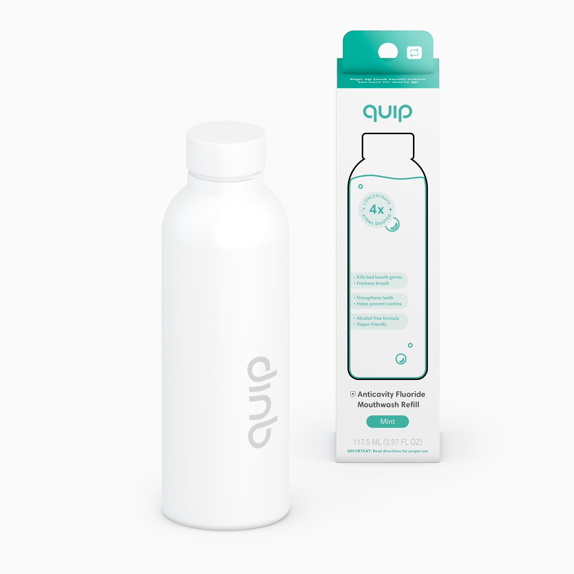 quip Mint Anticavity Fluoride Mouthwash Refill, 4x Concentrate, Dilutes ...