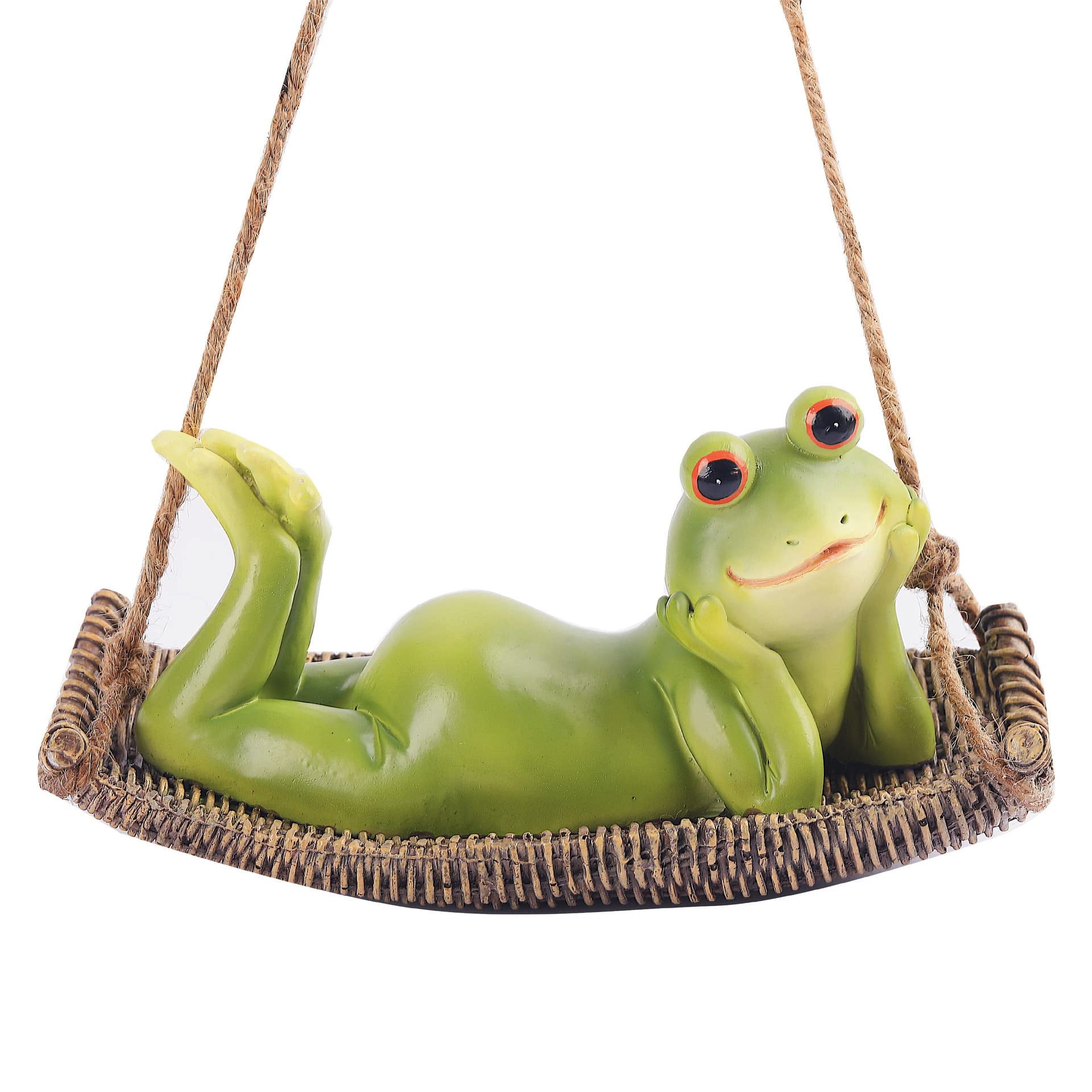 qumHmup Frog Hanging Garden Sculpture, Hanging Hammock Swing Frog ...