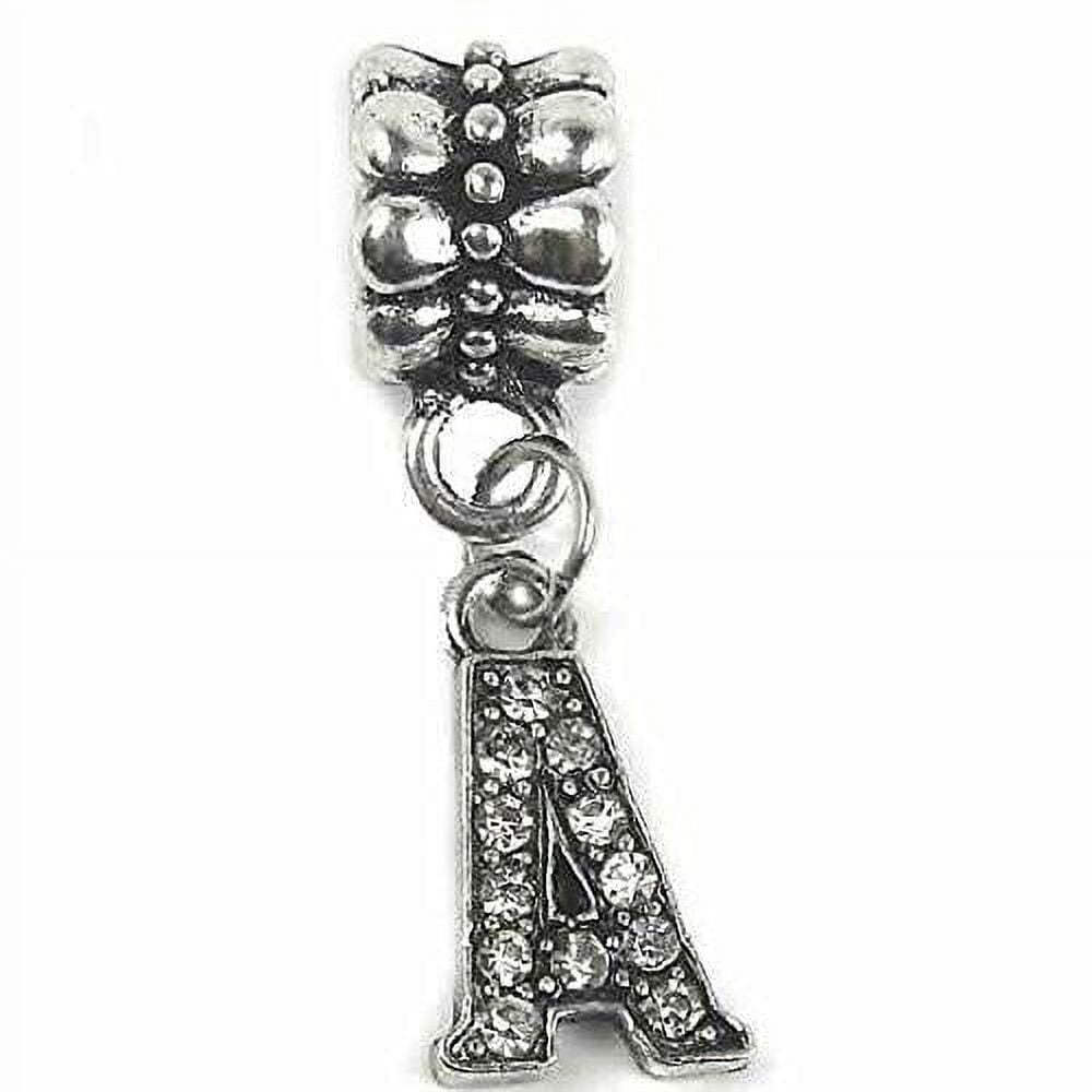 "A" Letter Charm DangleBeads with Crystals for Snake Chain Charm ...