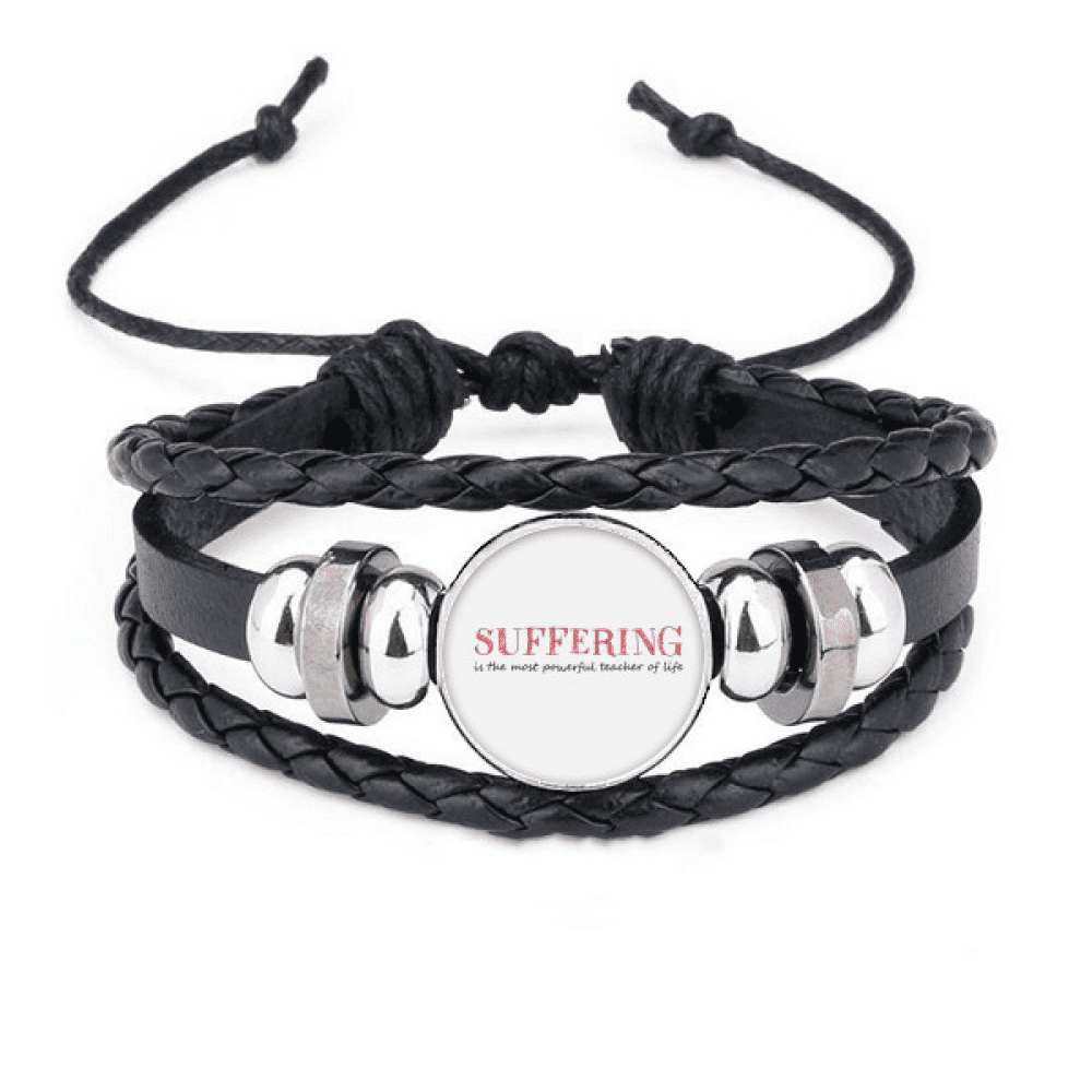 quote suffe is the most powerful teacher bracelet braided leather woven ...