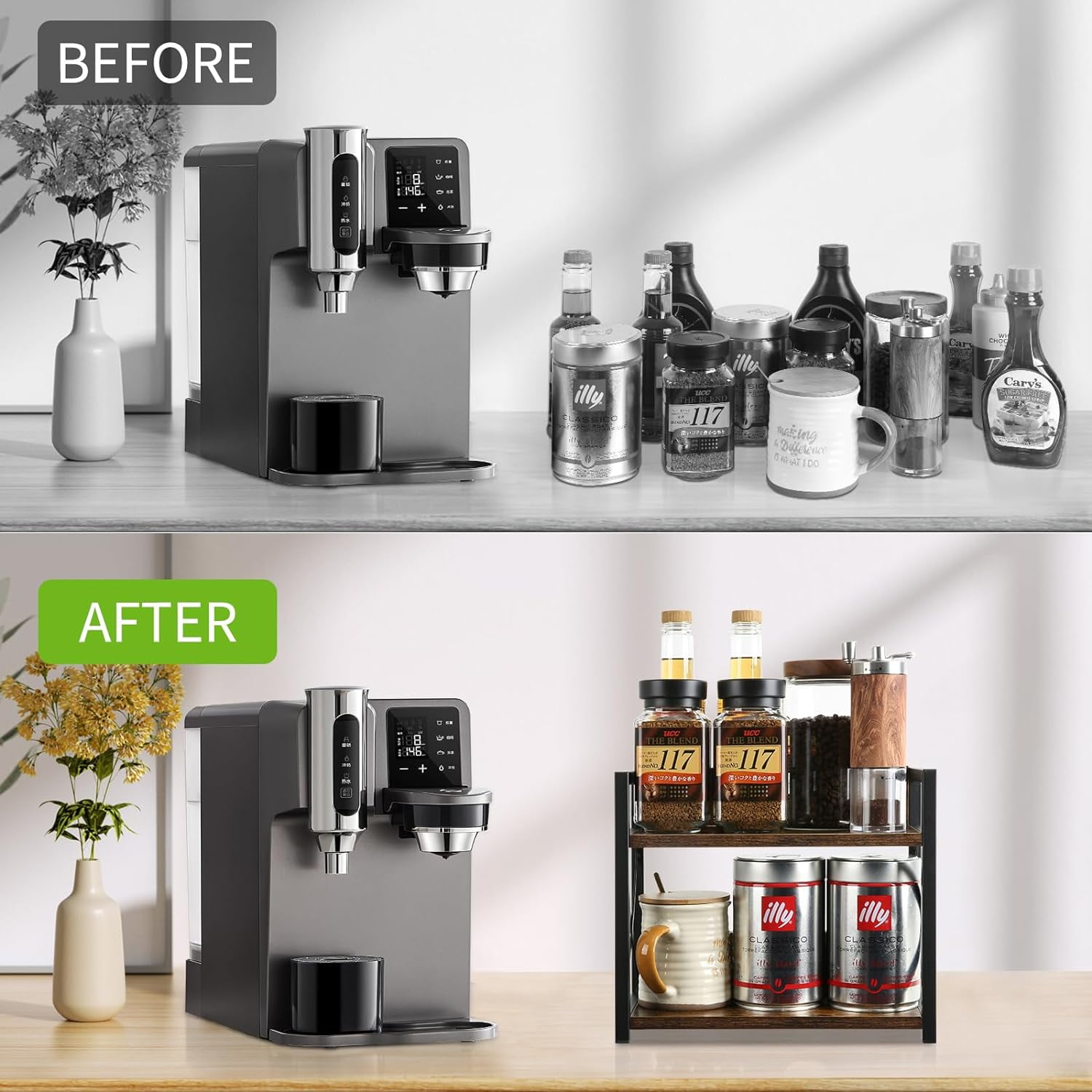 qwasdfgt Countertop Shelf Organizer Coffee Bar Accessories Spice Rack ...